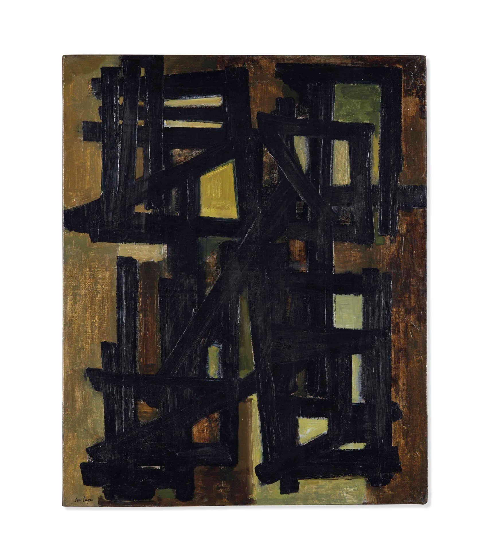 PIERRE SOULAGES (NÉ EN 1919) , Peinture 100 x 81 cm, 5 avril 1951 ...