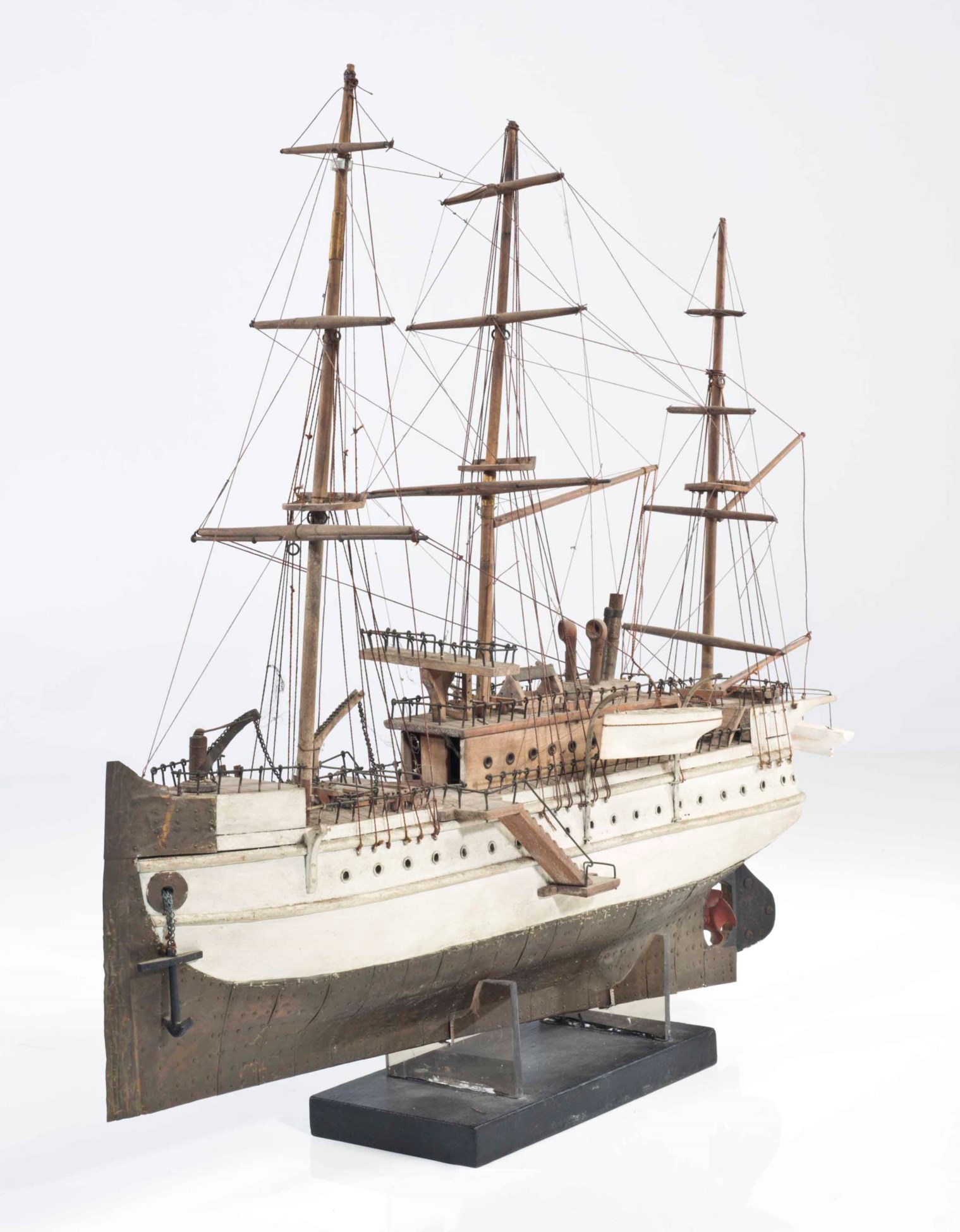 PETITE EMBARCATION MIXTE DE CROISIERE, VERS 1900 , TRAVAIL DE MARIN ...