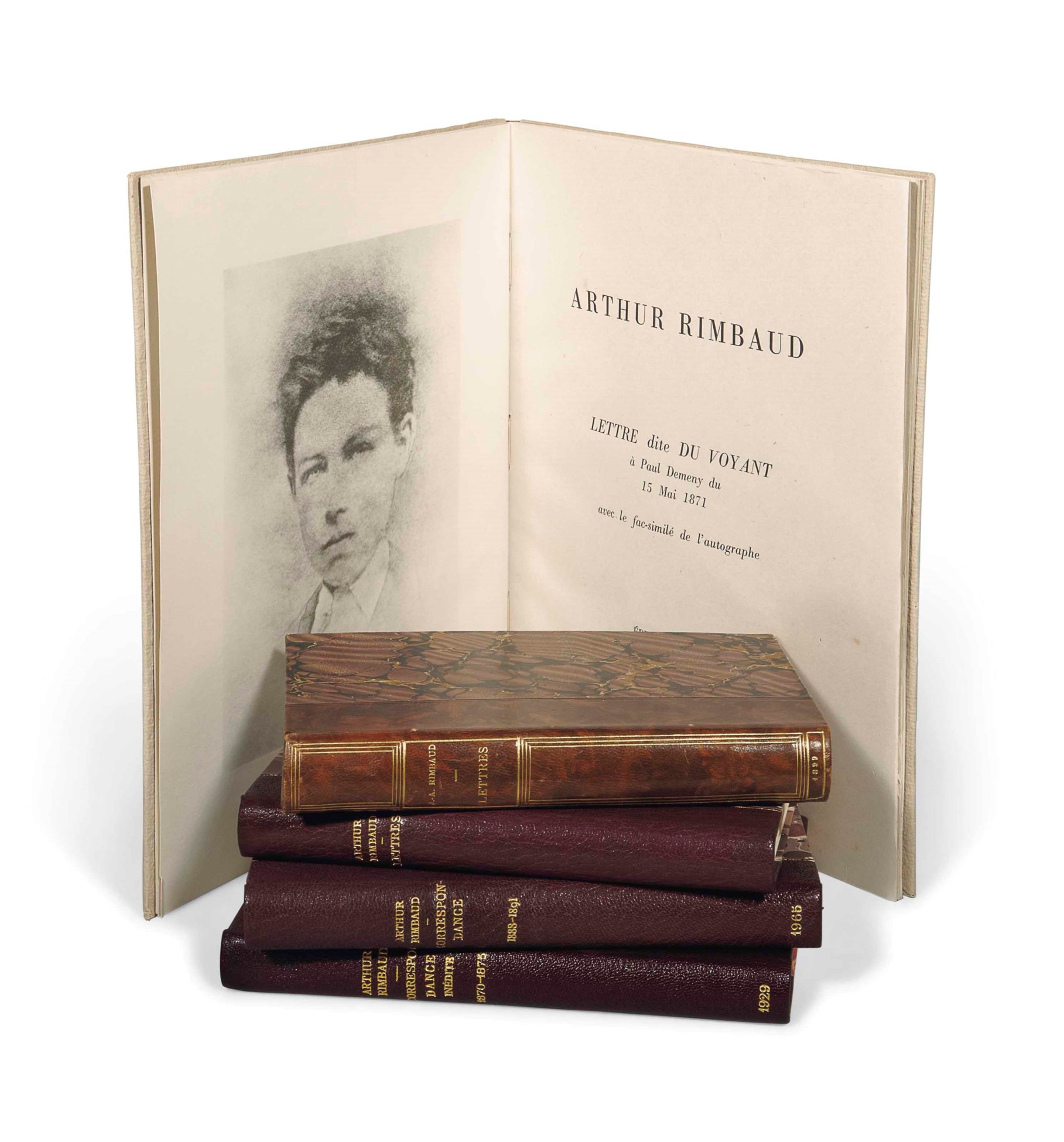 Arthur RIMBAUD. Réunion de 5 ouvrages de correspondance.