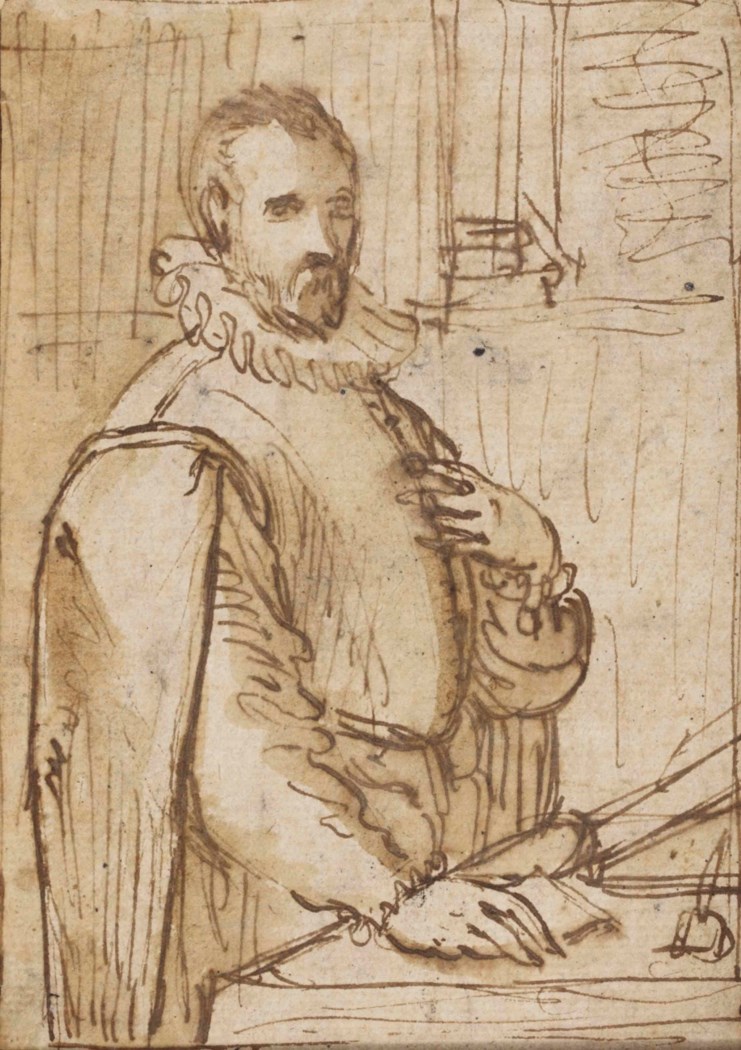 Attributed to Cornelis Cornelisz. van Haarlem (Haarlem 1562-1638), Portrait of a man standing at ...