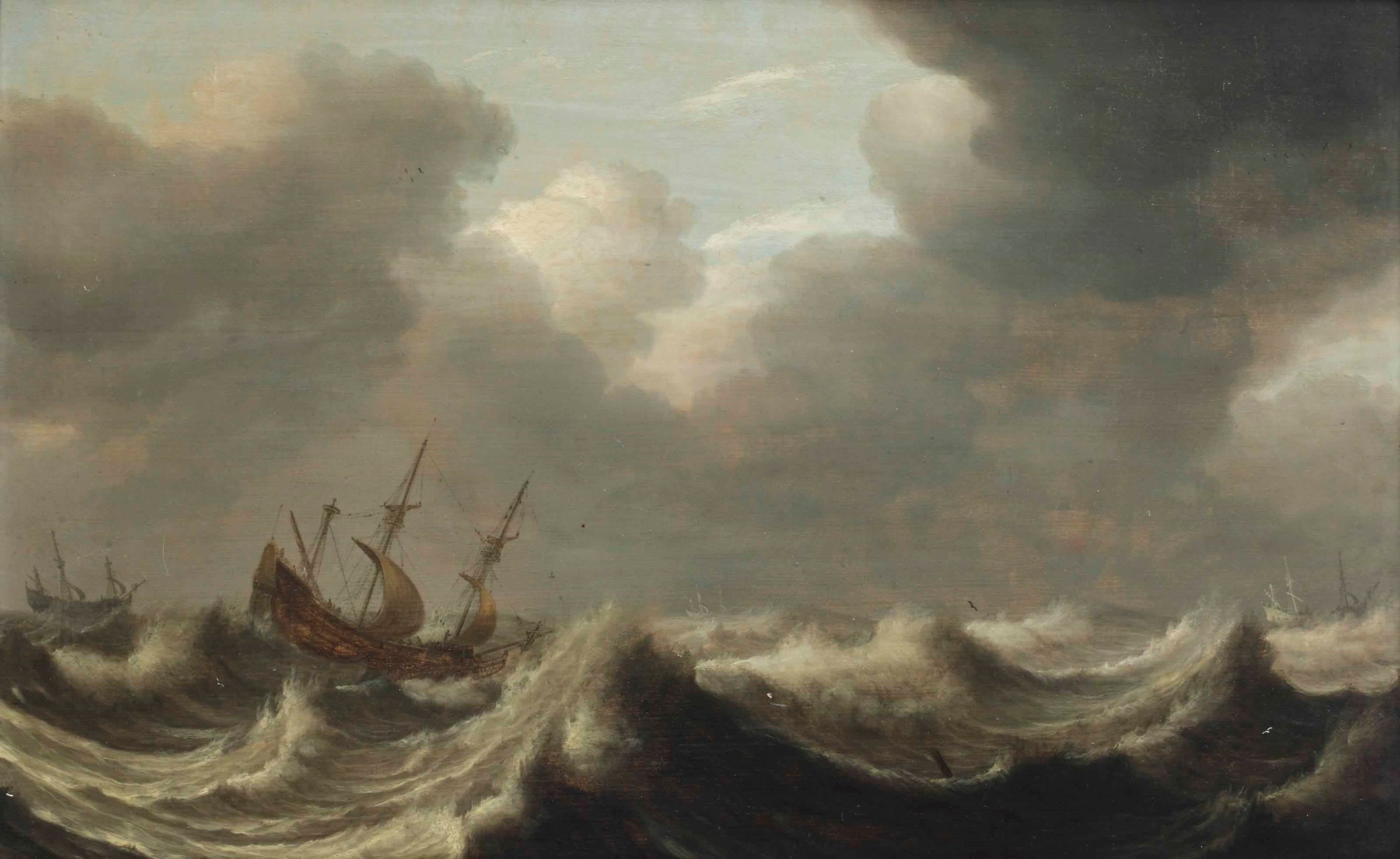 Pieter Mulier I (Haarlem 1600/1615-1659), Ships in a stormy sea ...