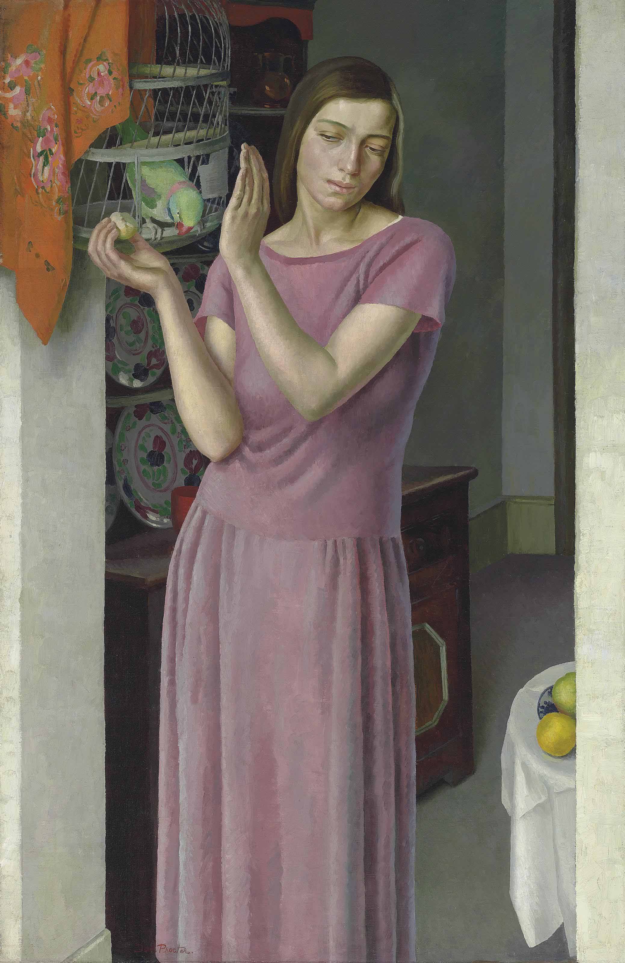 Dod Procter, R.A. (1890-1972) , Girl with a Parrot | Christie's