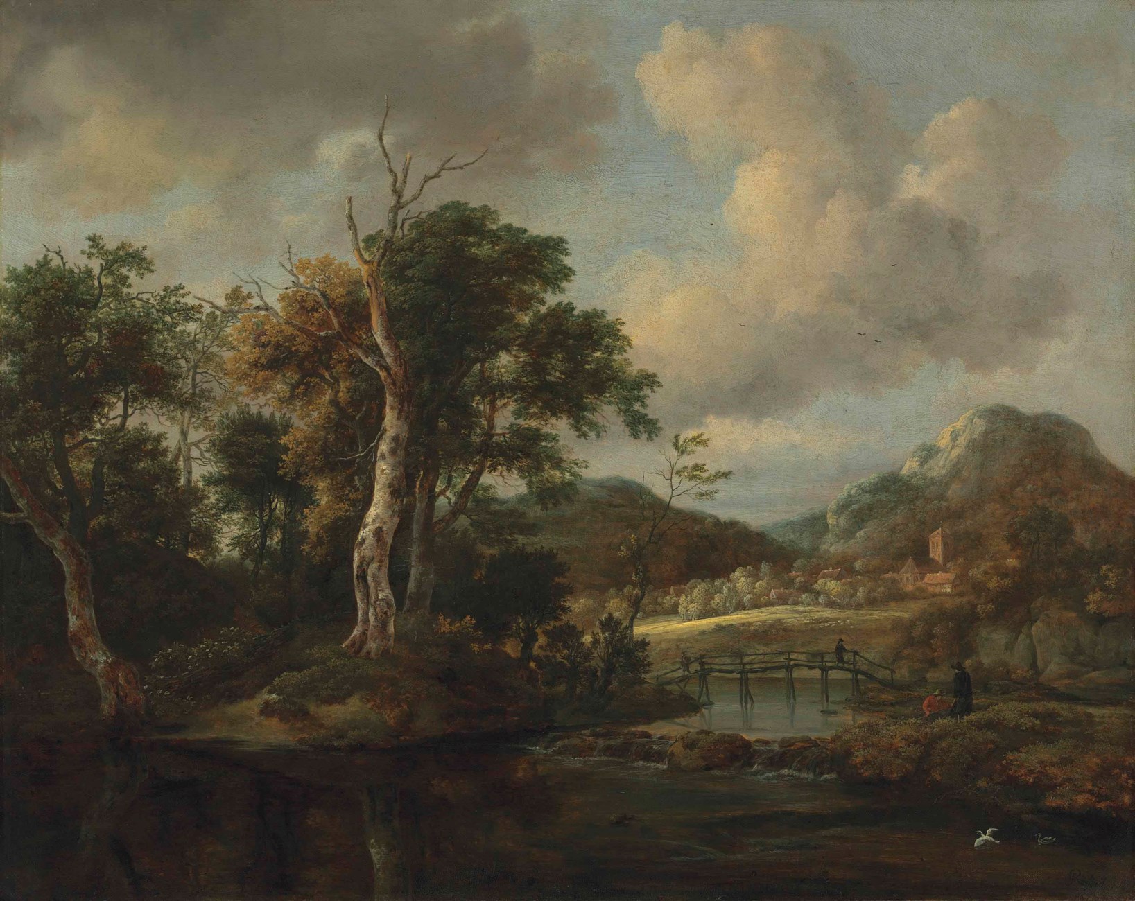 Jacob van Ruisdael (Haarlem 1628/9-1682 Amsterdam), A wooded river ...