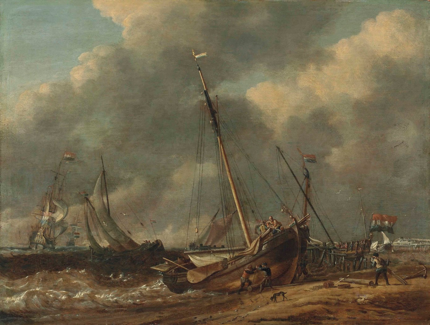 Abraham Storck (Amsterdam 1644-1708), A statenjacht and schmalschips in ...