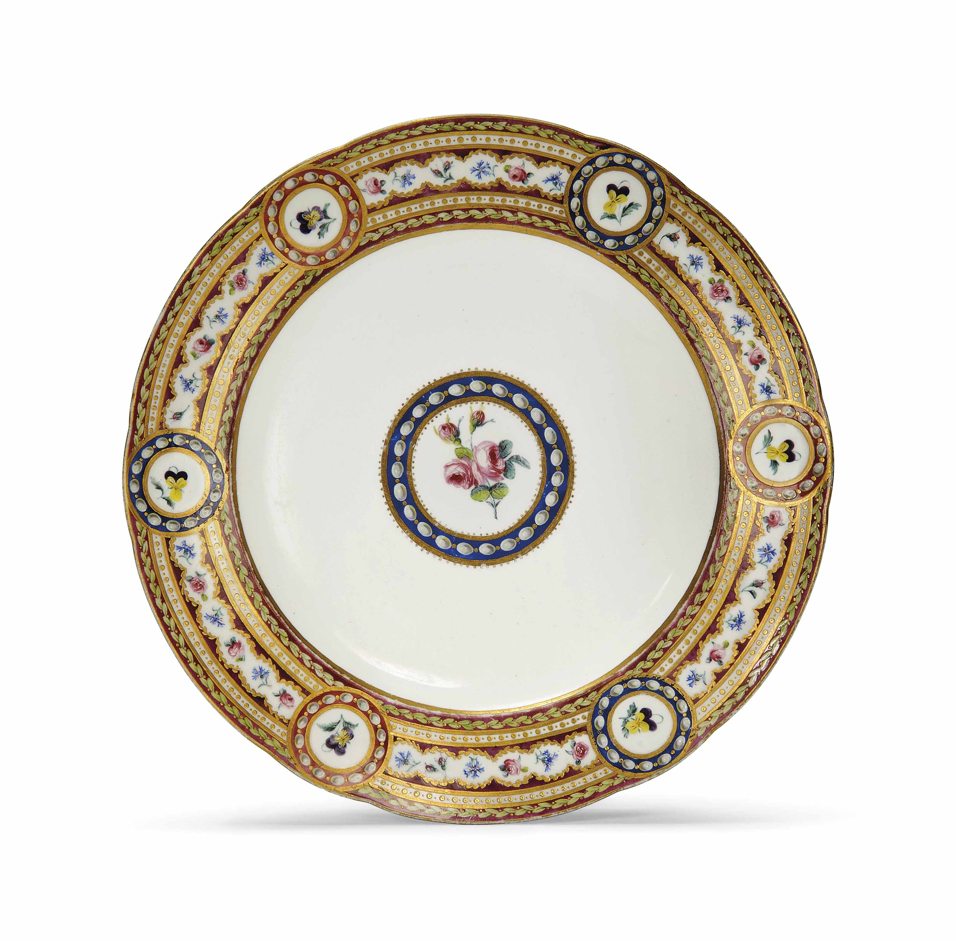 A SEVRES PLATE FROM THE 'SERVICE DE LA REINE' MADE FOR THE COMTE AND ...