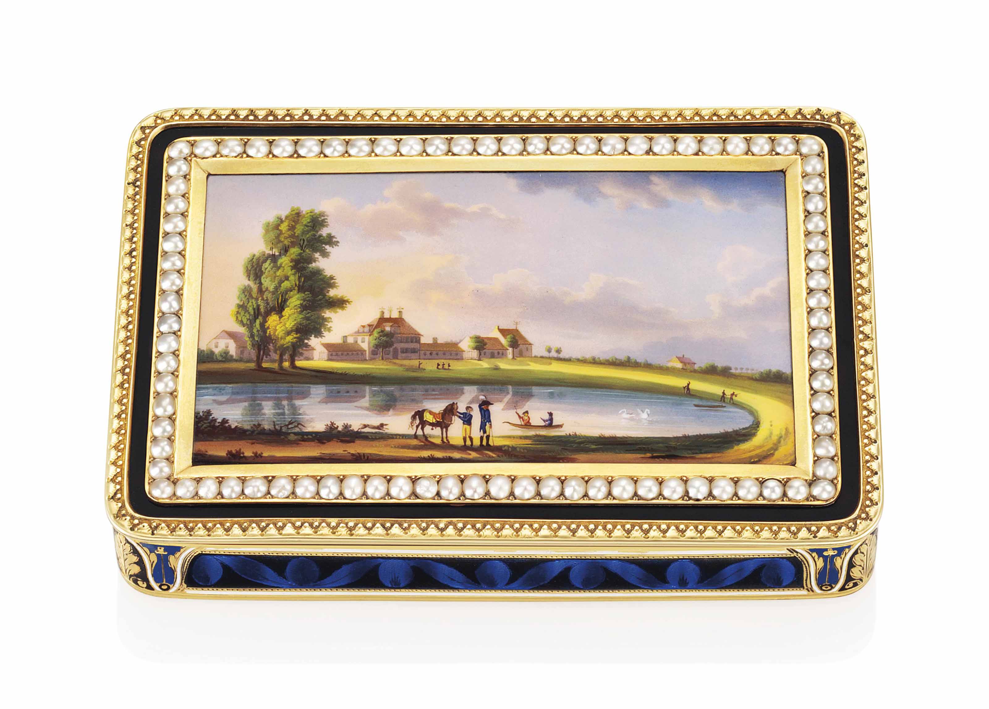 A SWISS JEWELLED ENAMELLED GOLD SNUFF-BOX, BY JEAN-JOSEPH ISAAC BELLAMY ...