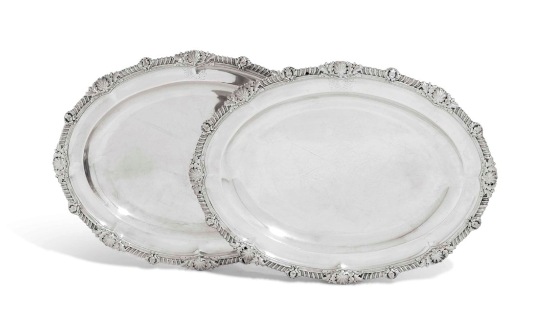 A PAIR OF GEORGE IV SILVER MEAT-DISHES, MARK OF JOHN BRIDGE, LONDON ...