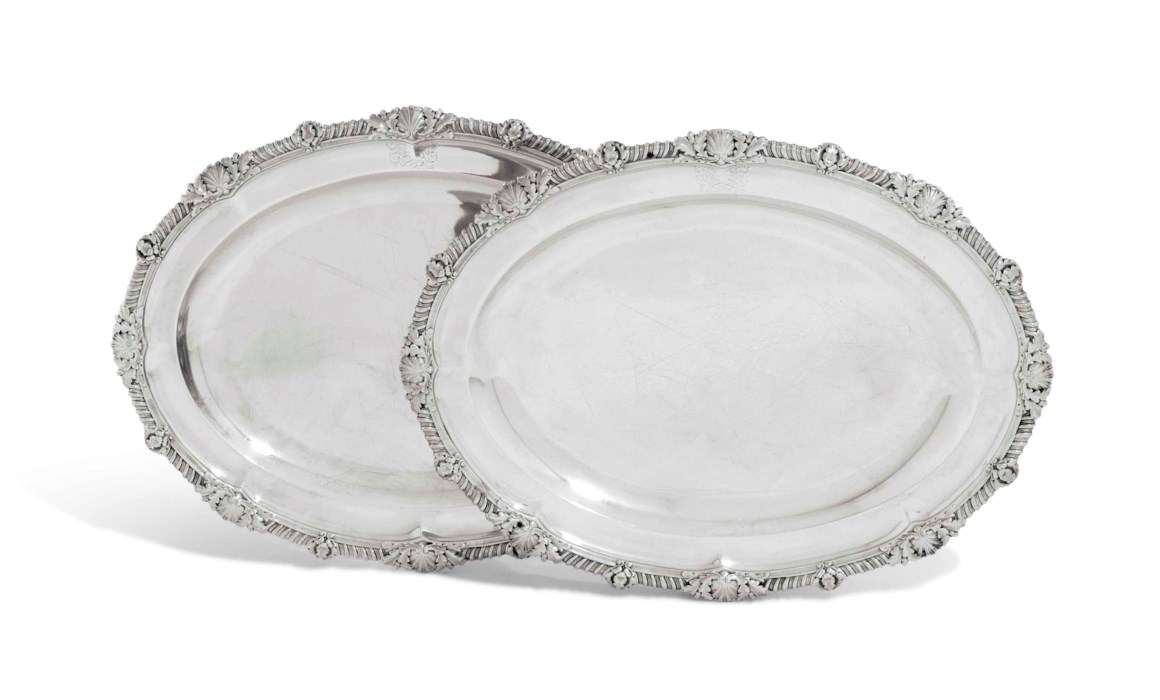 A PAIR OF GEORGE IV SILVER MEAT-DISHES, MARK OF JOHN BRIDGE, LONDON ...