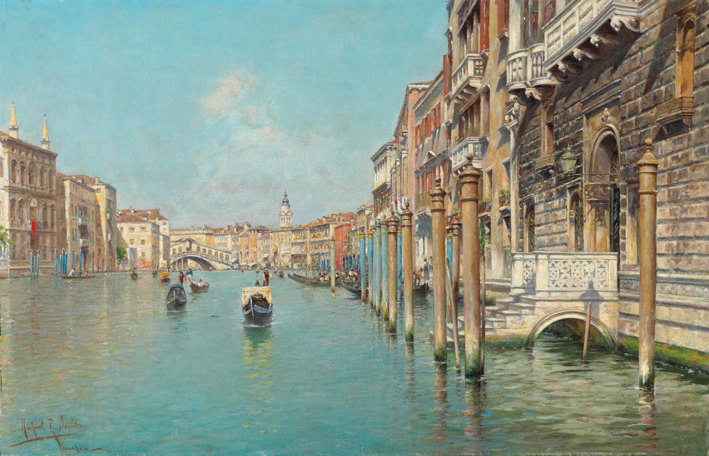 Rafael Senet y Perez (Spanish, 1856-1926), On the Grand Canal, the ...