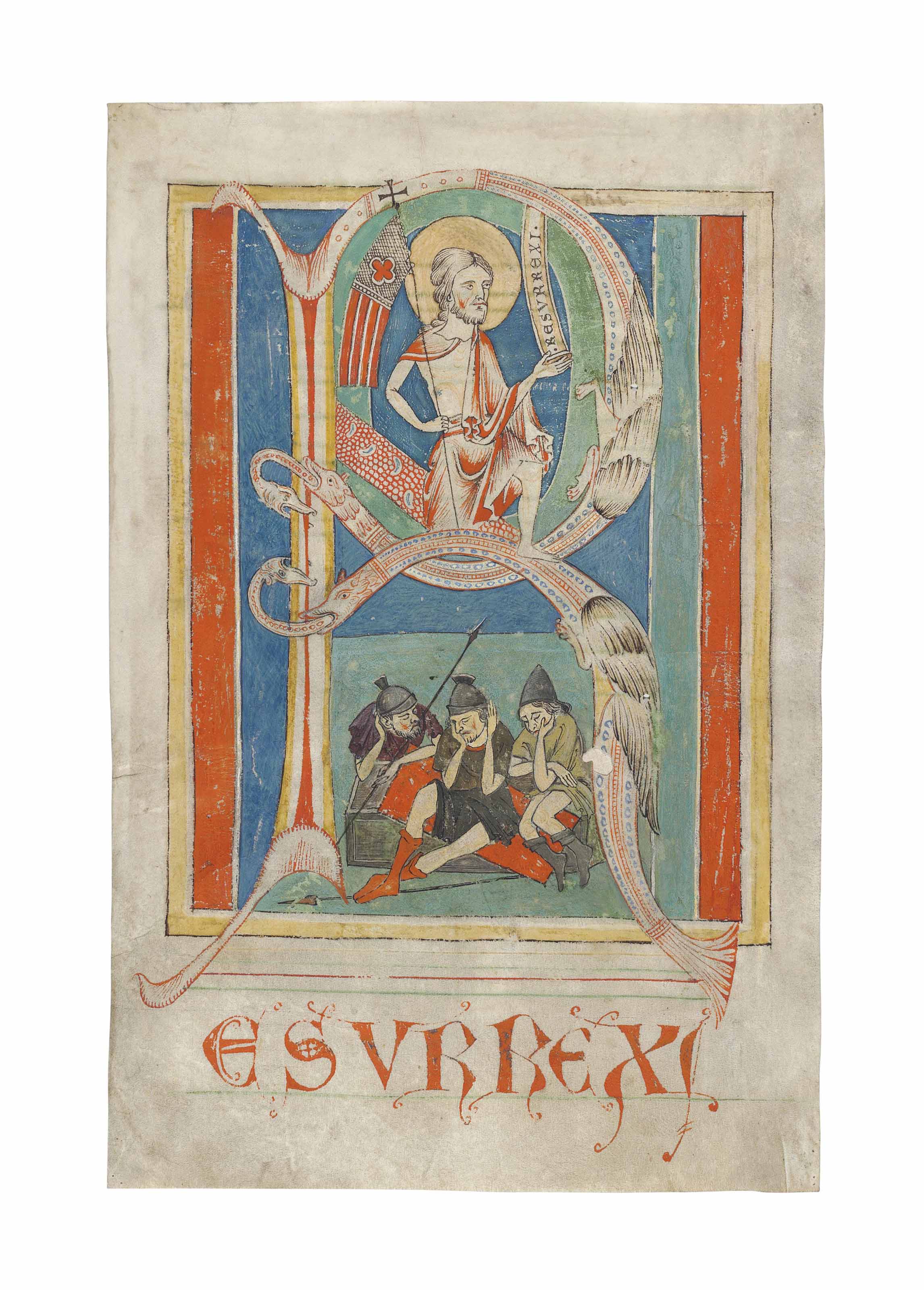 THE RESURRECTION, large historiated initial on a leaf from an ...