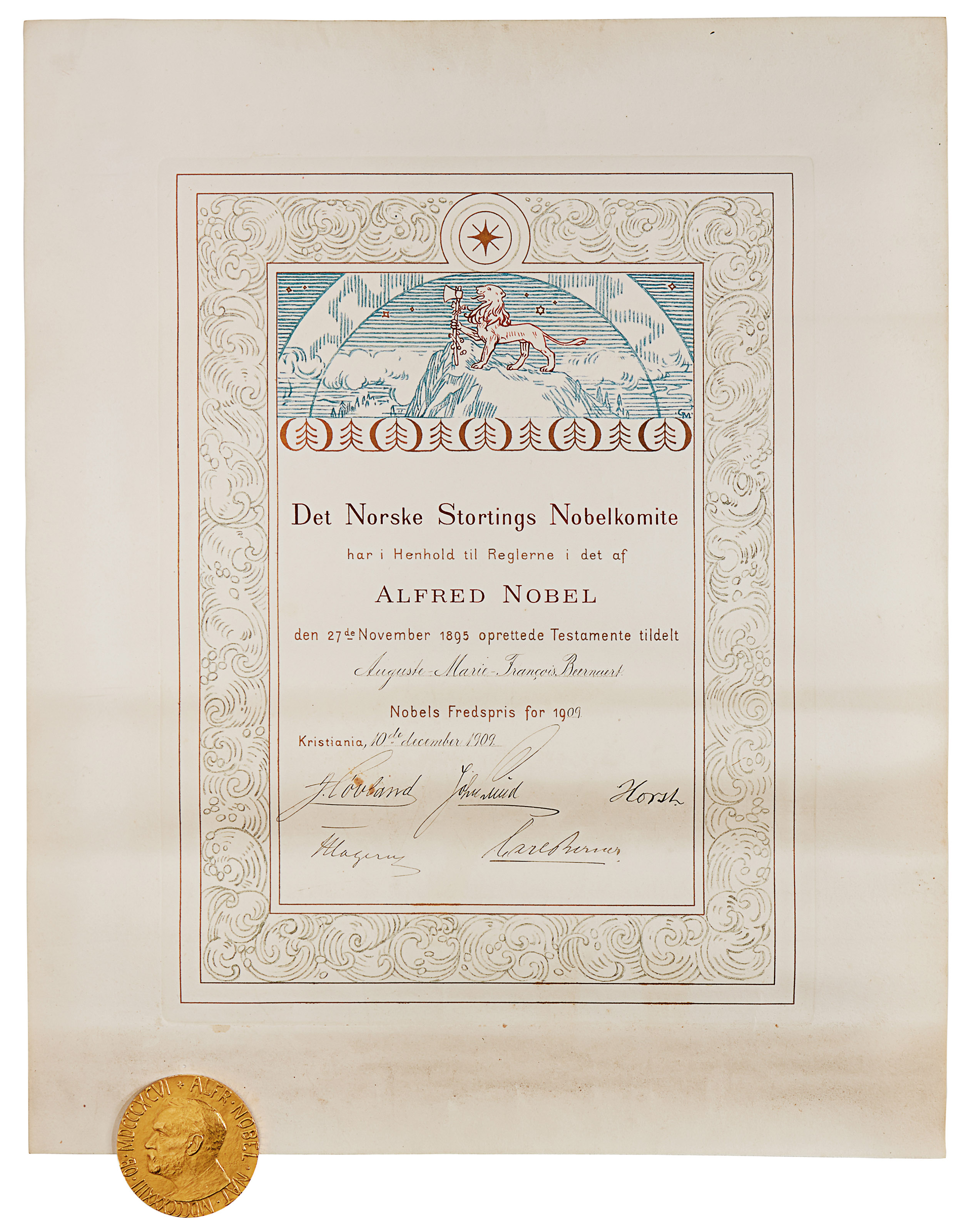 Nobel Peace Prize Certificate