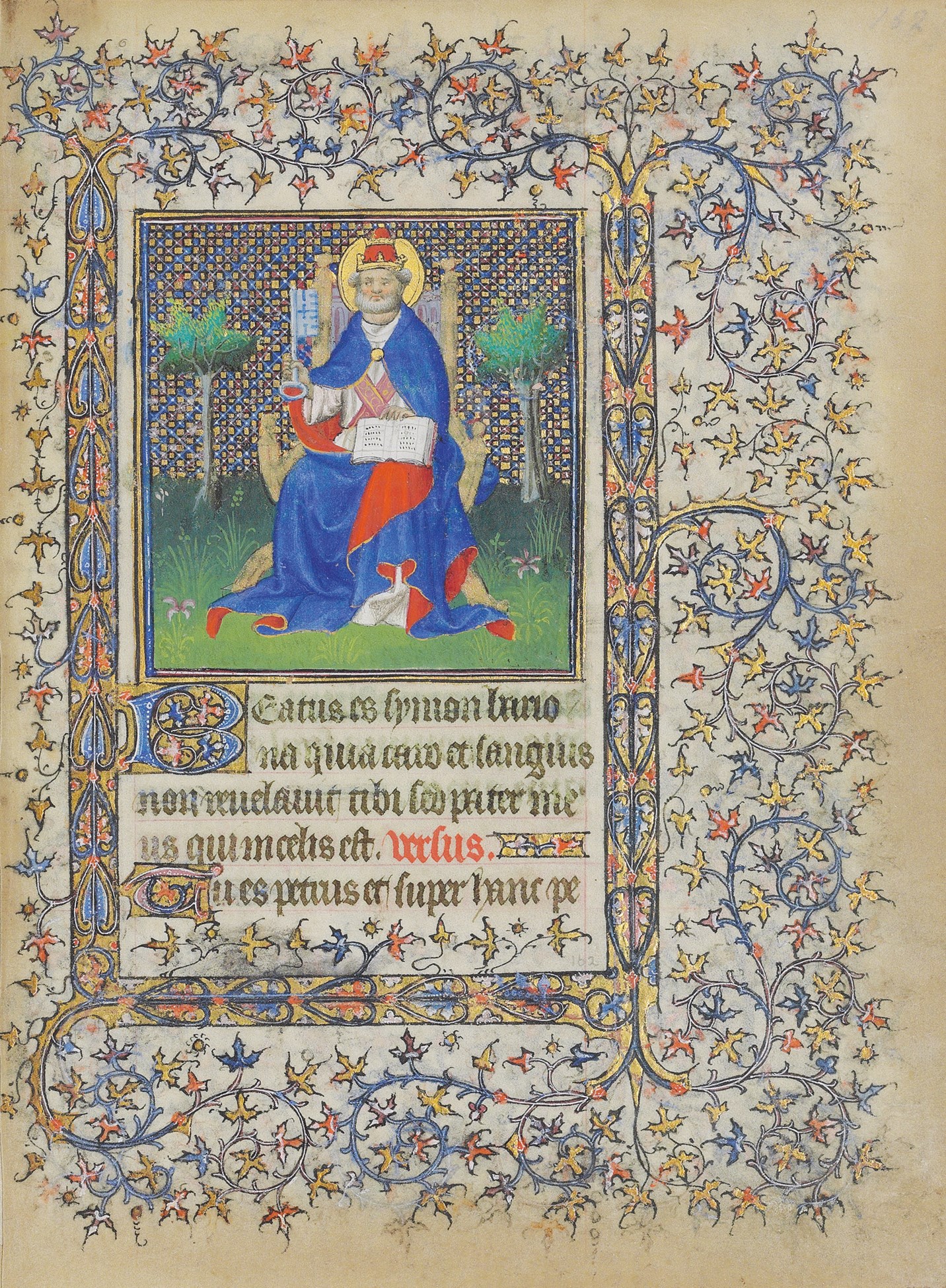 ST PETER, miniature on a leaf from the Chester Beatty Book of Hours ...