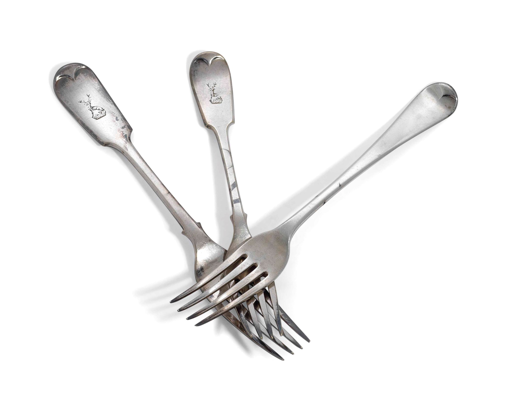 [AUSTEN, Jane (1775-1817)] – Three forks bearing the Austen crest, a ...