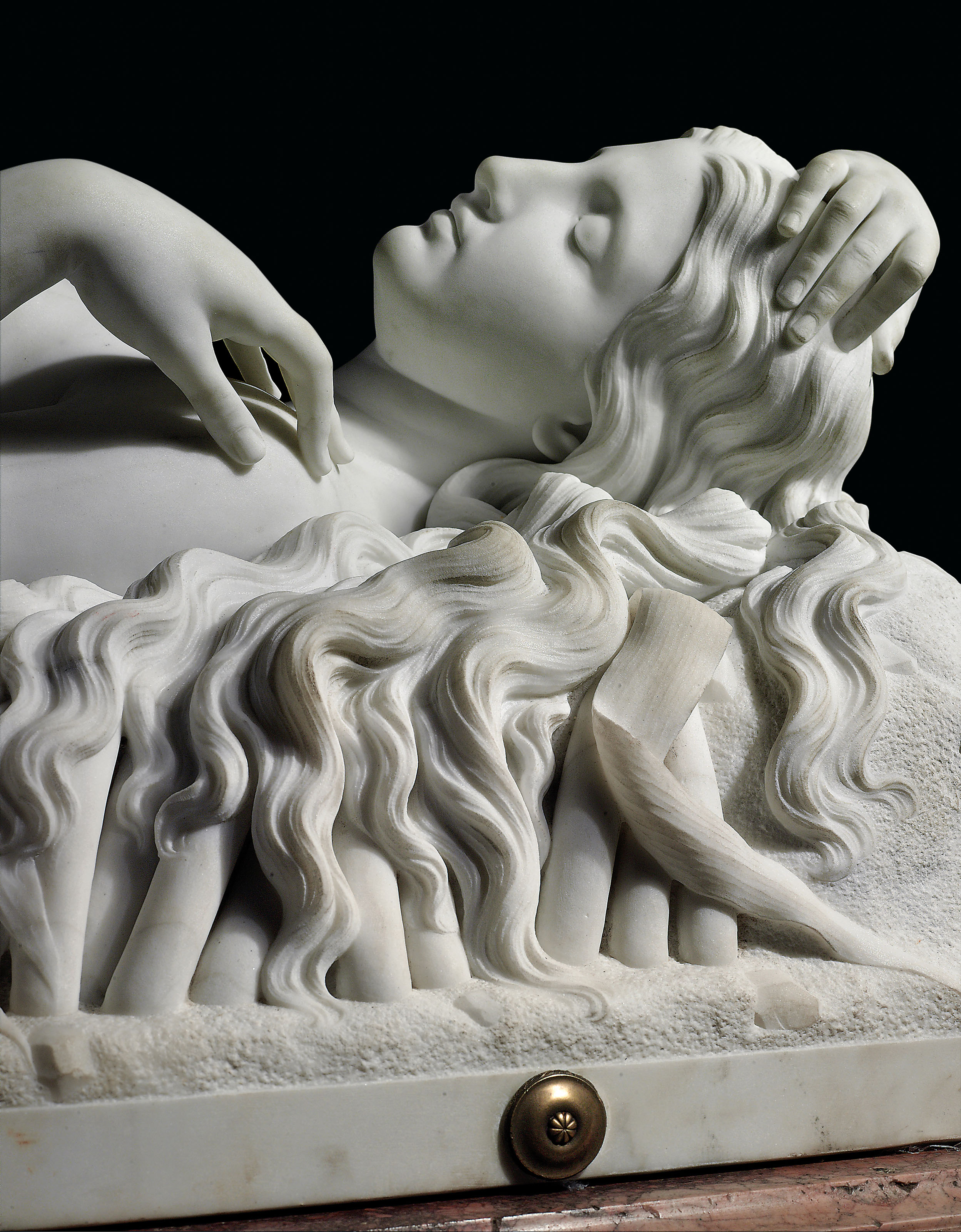 A LIFE-SIZE MARBLE FIGURE OF 'RHODOPIS', ON PLINTH , BY CHARLES FRANCIS ...