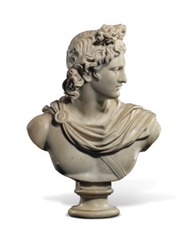 A MARBLE BUST OF APOLLO, AFTER THE ANTIQUE, ITALIAN, LATE 18TH CENTURY ...