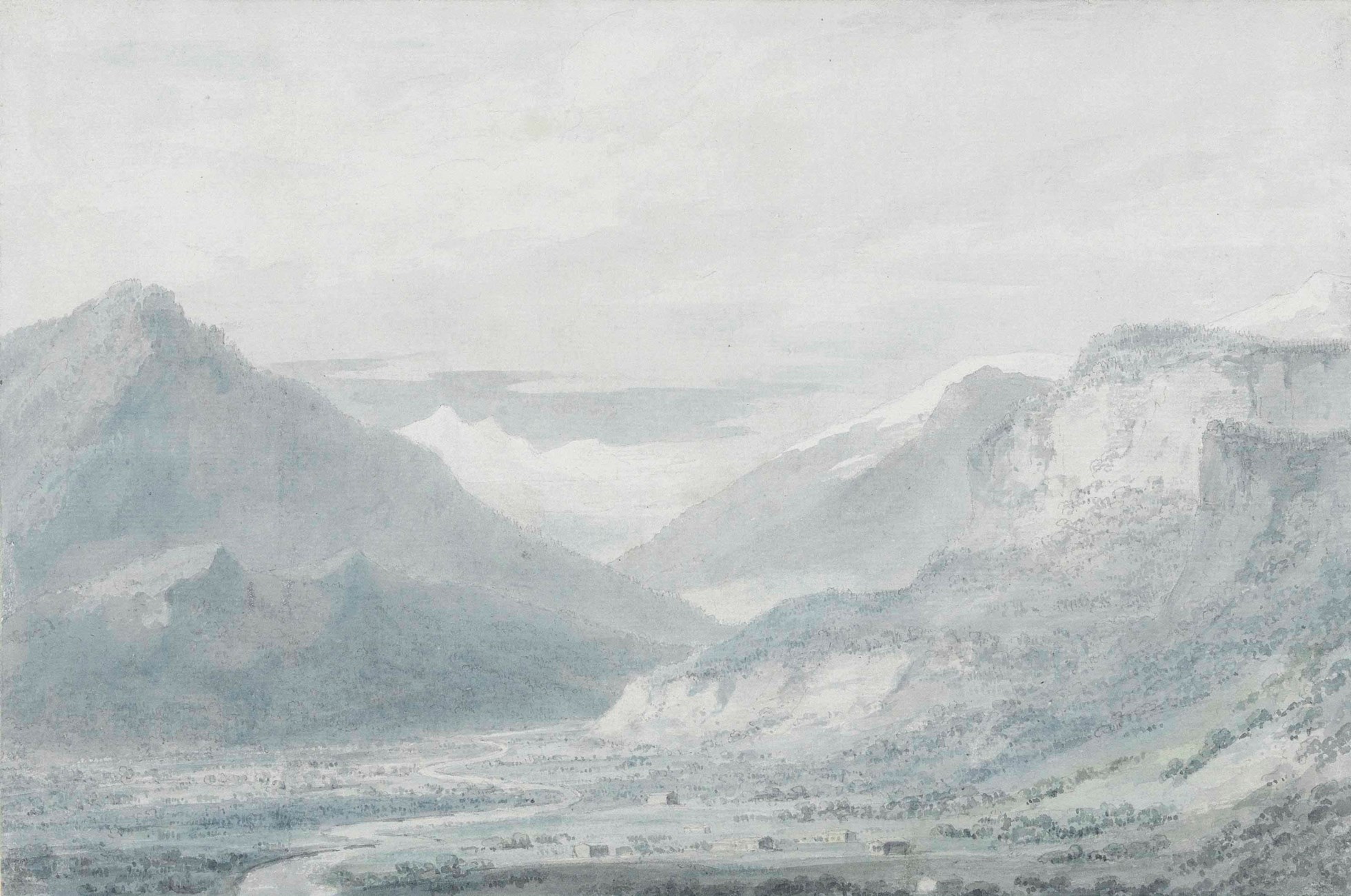 John Robert Cozens (London 1752-1799), The Lower Valley of Ober-Hasli ...