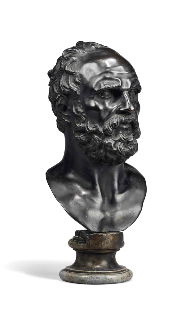 A BRONZE BUST OF A PHILOSOPHER, ITALIAN, FLORENCE OR ROME, LATE 17TH ...