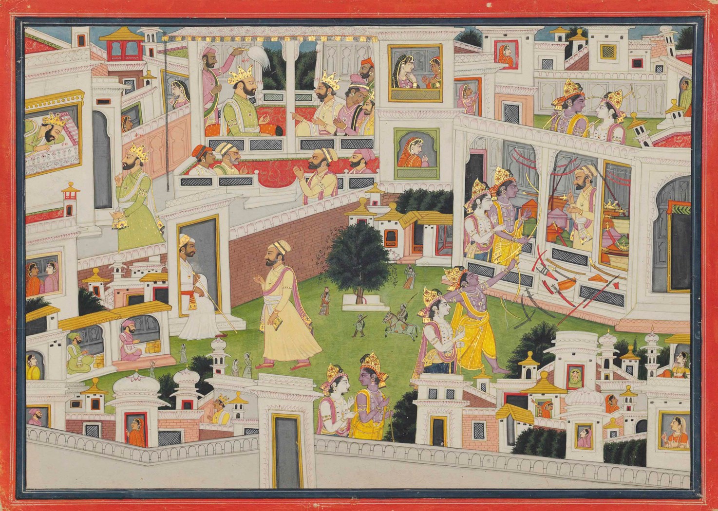 AN ILLUSTRATION TO THE HARIVAMSA: KRISHNA BREAKS THE BOW OF KAMSA AT ...