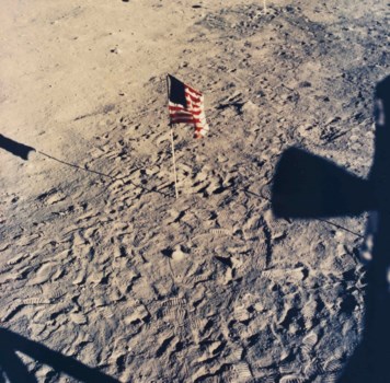 NASA, Shadow of Apollo 11 against the surface of the moon, July 20 ...