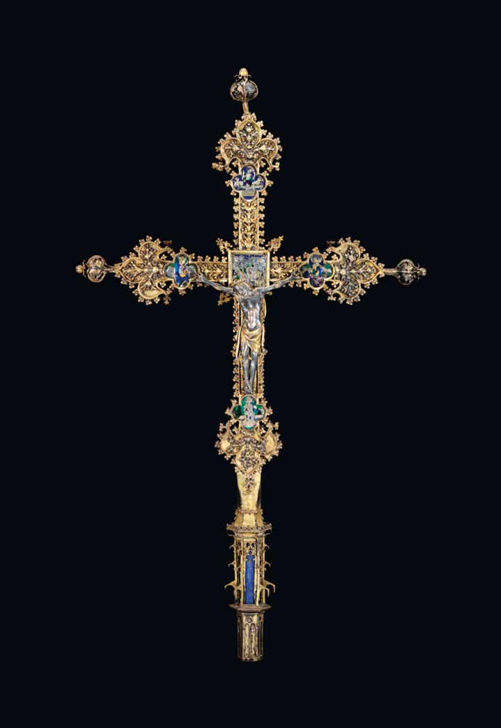 A SILVER-GILT AND TRANSLUCENT ENAMEL PROCESSIONAL CROSS, SPANISH, CIRCA ...