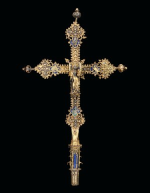 A SILVER-GILT AND TRANSLUCENT ENAMEL PROCESSIONAL CROSS, SPANISH, CIRCA ...