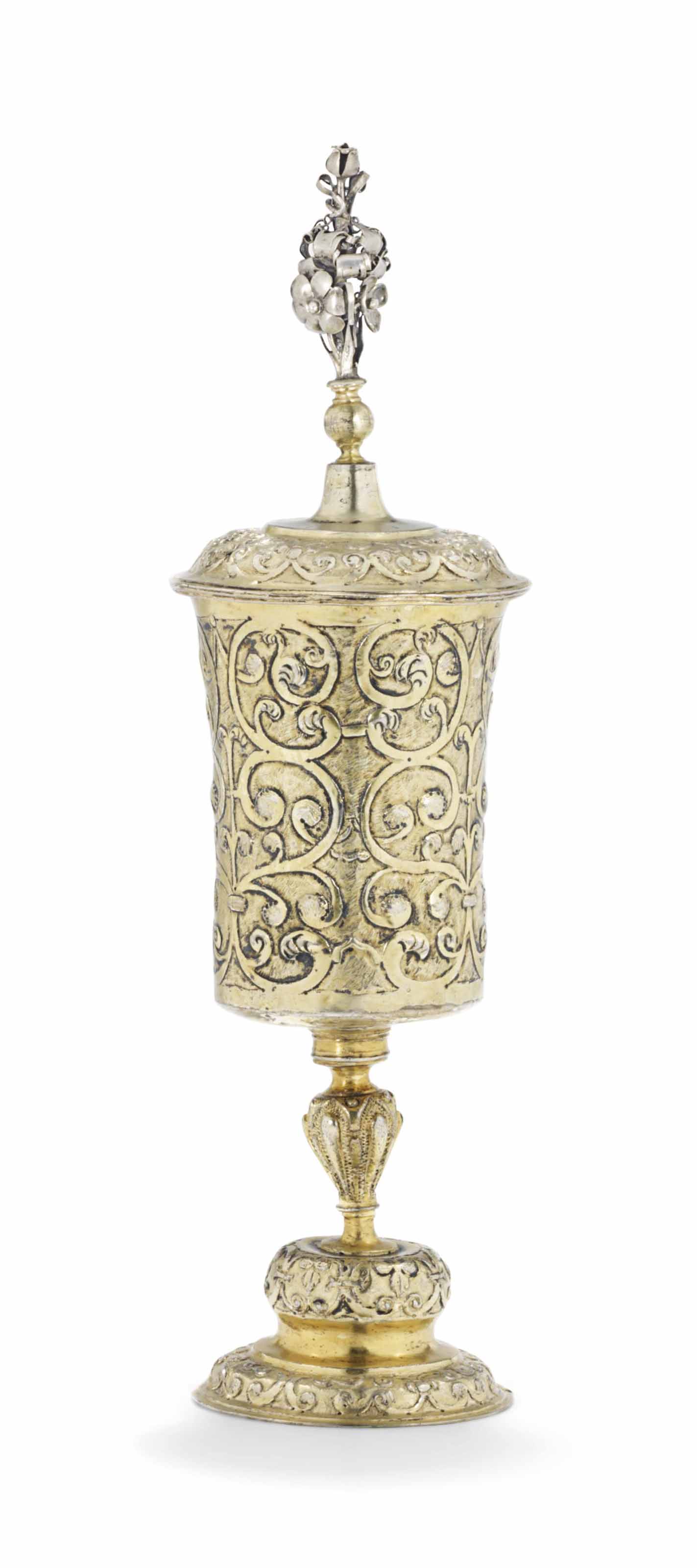 A GERMAN SILVER-GILT CUP AND COVER