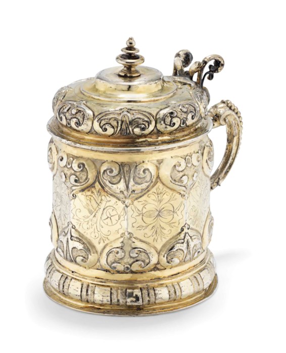 A GERMAN SILVER-GILT TANKARD