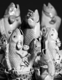 Three Pairs of Imari Models of Carp and Two Others Similar, Edo period ...