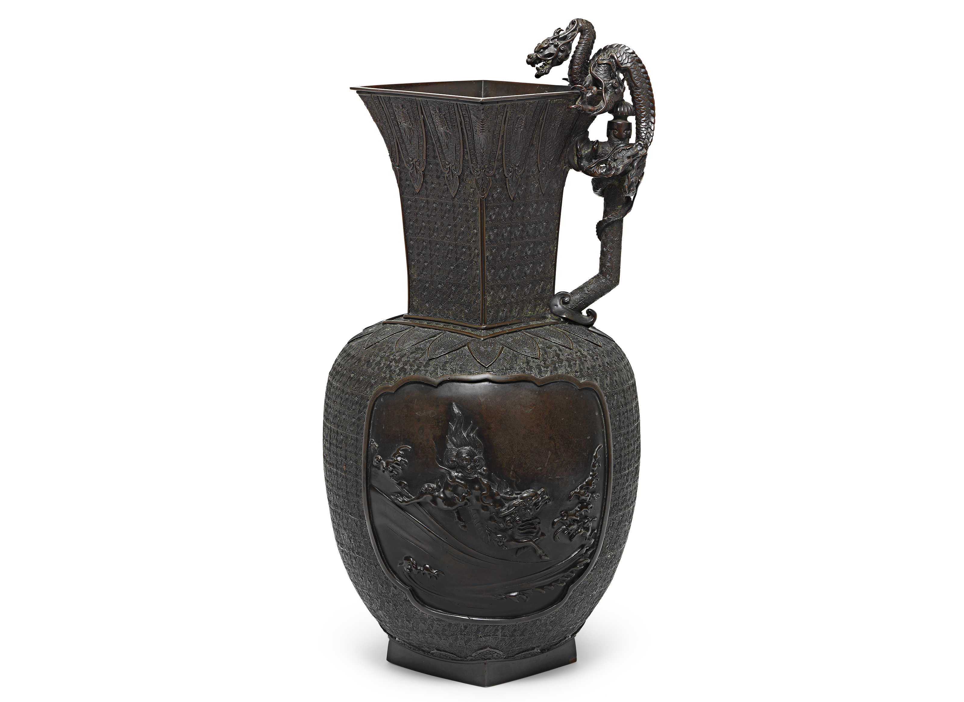 A Bronze Ewer with a Dragon Handle, MEIJI PERIOD (LATE 19TH CENTURY ...