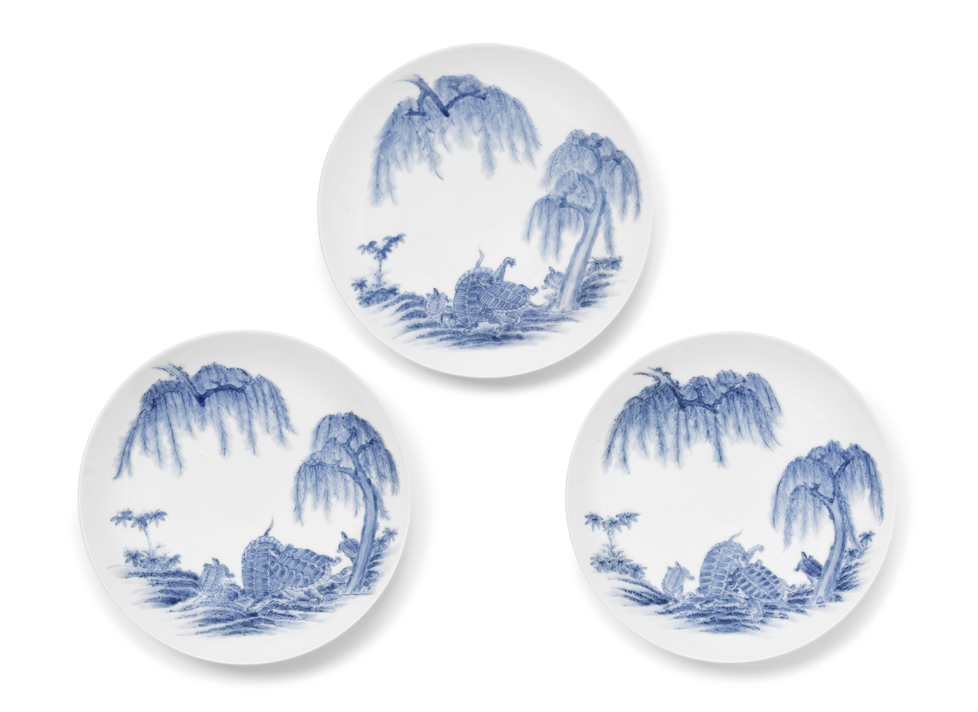 A Set of Three Hirado Dishes and A Pair of Hirado Dishes, EDO-MEIJI ...