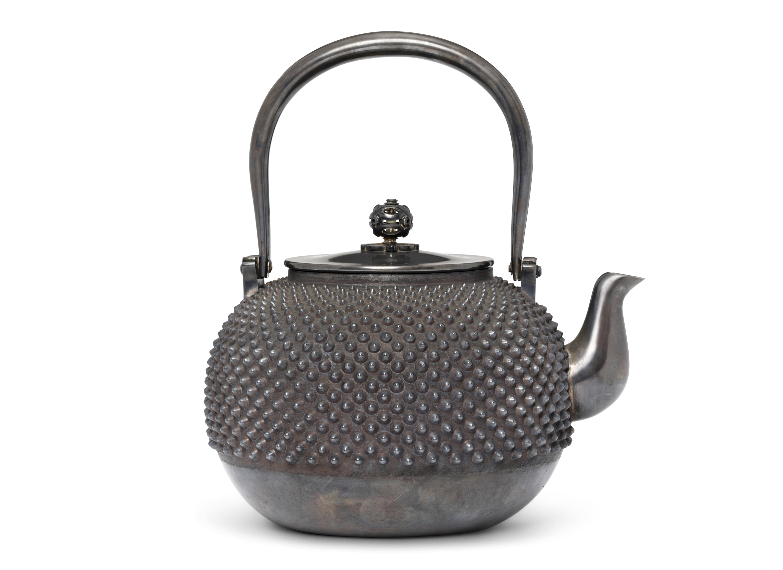 A Silver Tea Kettle, SEALED SHOBIDO AND JUNGIN [PURE SILVER], MEIJI ...