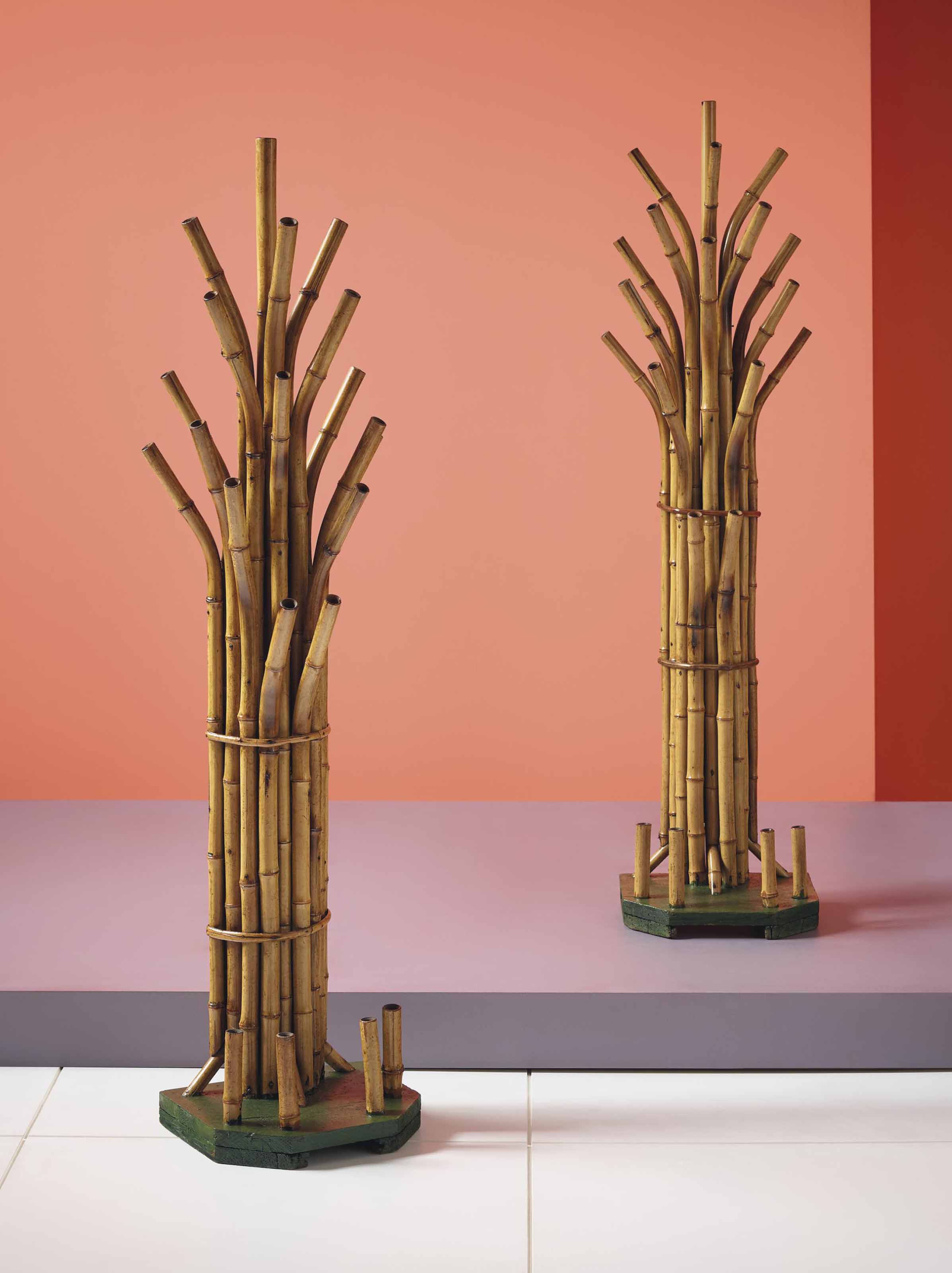 A PAIR OF BAMBOO PLANT STANDS