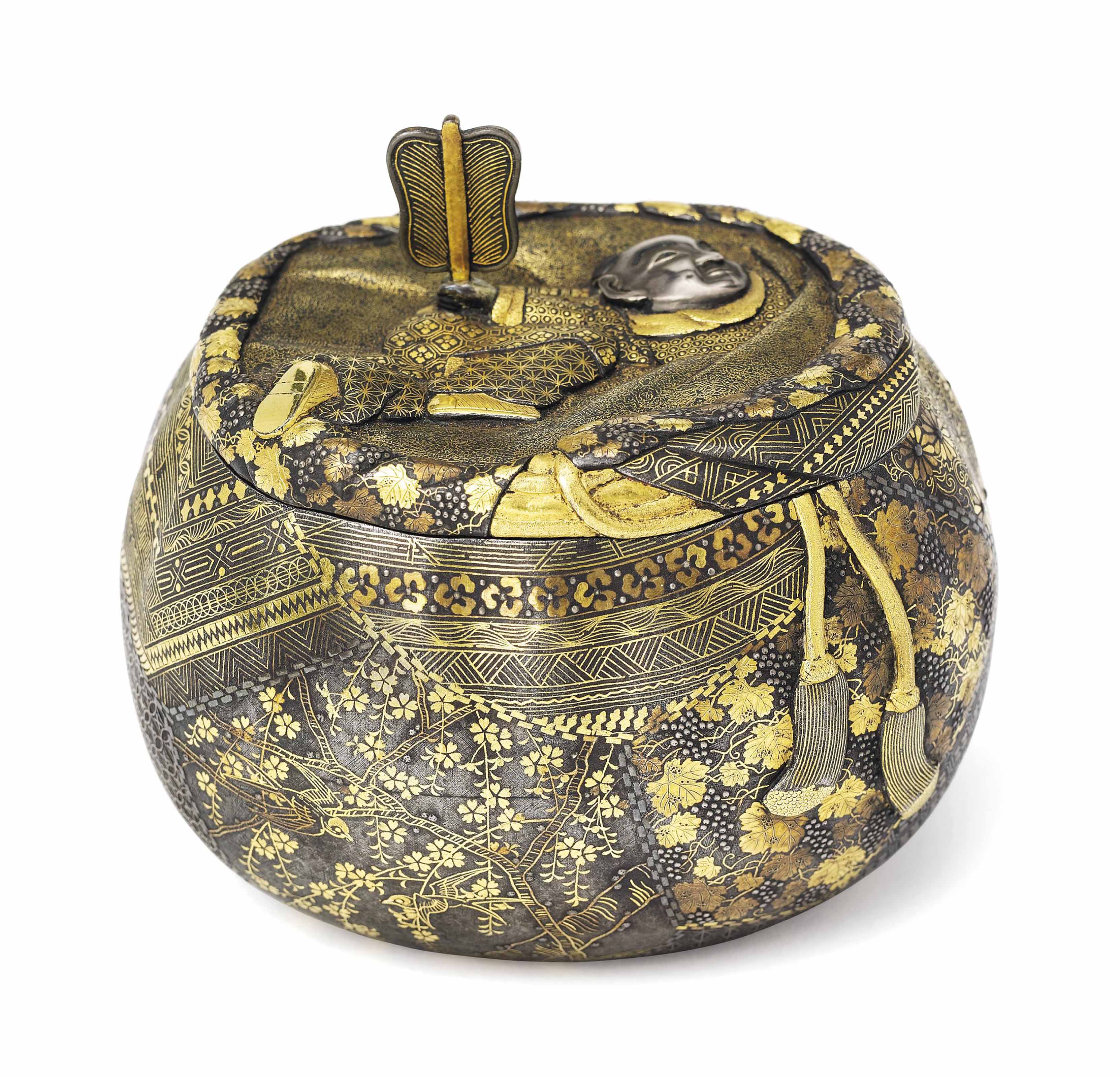 Komai Japanese Metal Work Japanese Meiji Period Komai Style Box And