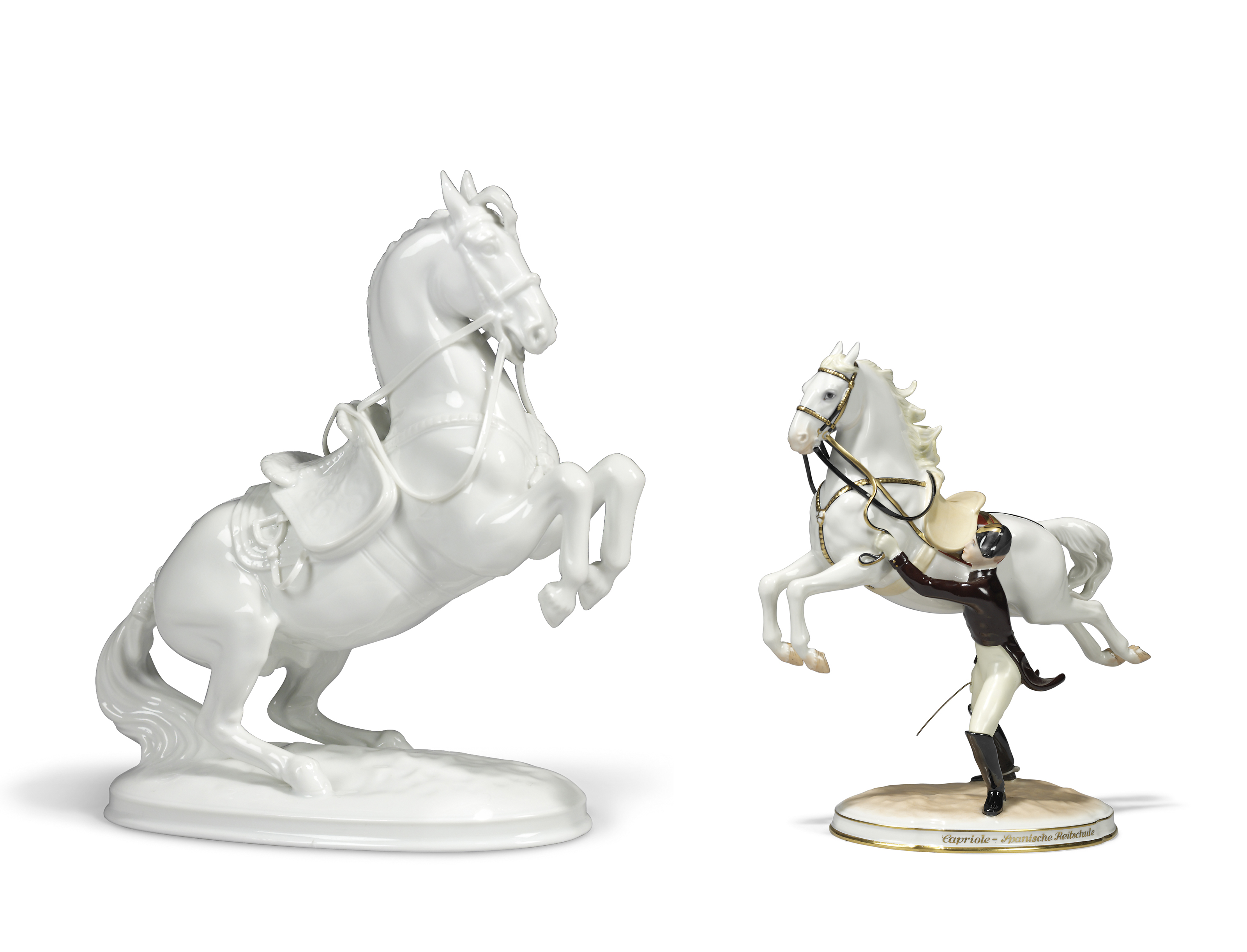 TWO VIENNA PORCELAIN EQUESTRIAN MODELS, LATE 20TH CENTURY, PRINTED AND ...