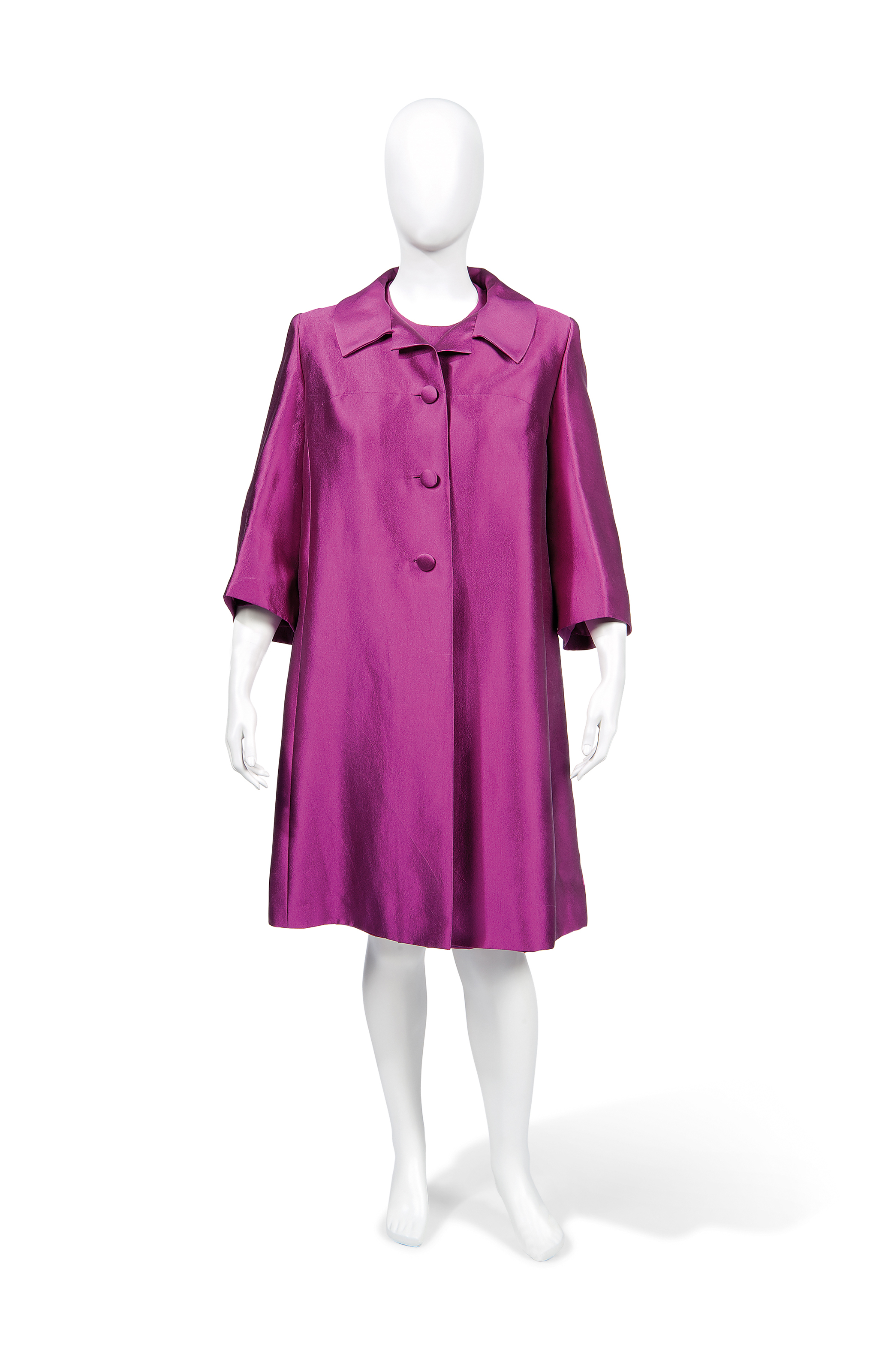 A DRESS AND MATCHING COAT OF SHOT FUSCHIA PINK SILK, BY TOMASZ ...