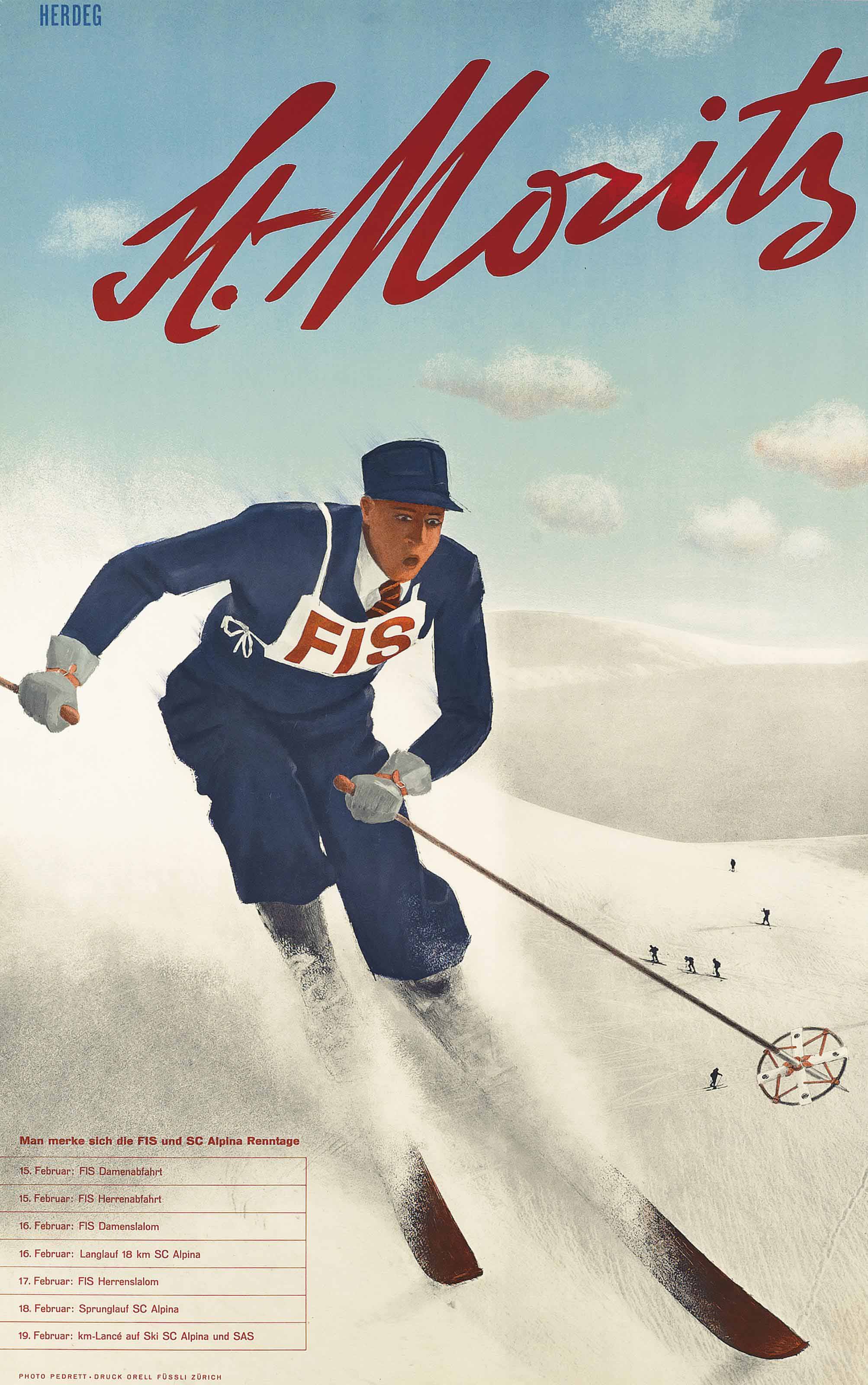 Hugo Laubi (1888-1959), II. OLYMPISCHE WINTERSPIELE, ST. MORITZ ...