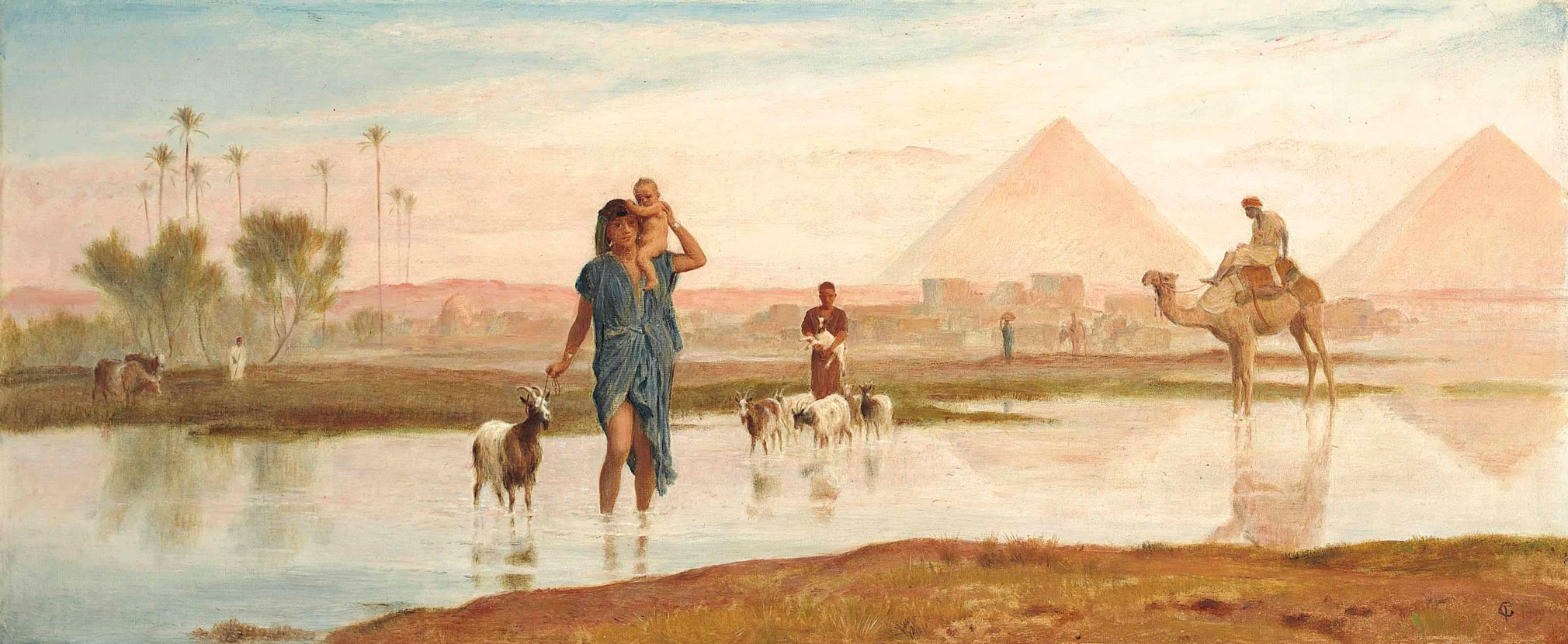 Frederick Goodall (British, 1822-1904), Crossing the pool, Egypt ...