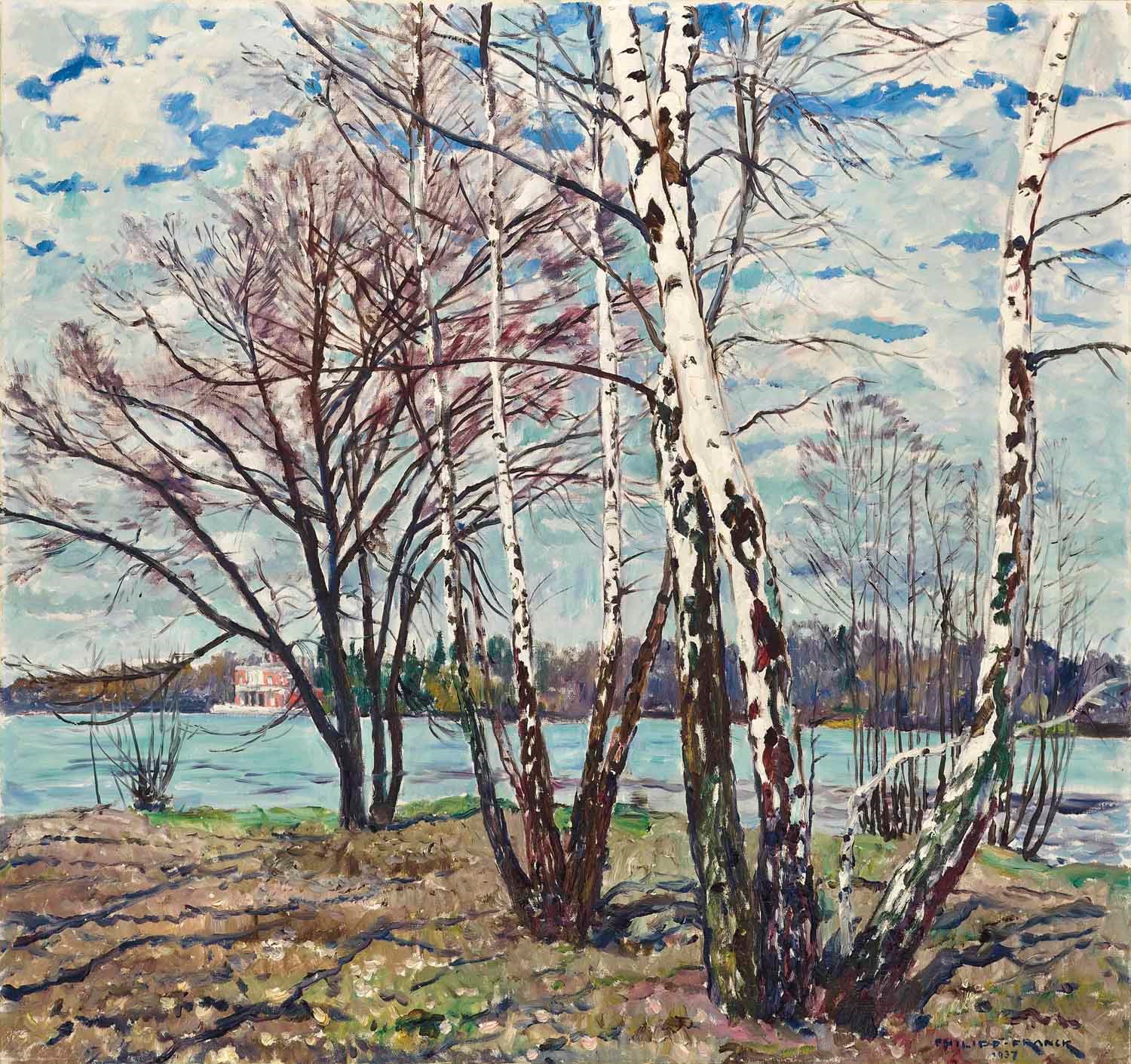Philipp Franck (1860-1944), Birken im Neuen Garten, Vorfrühling ...