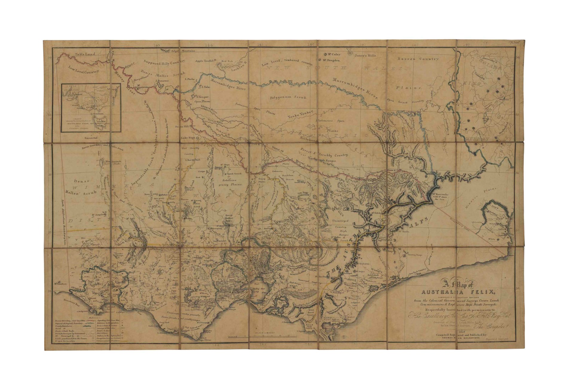 HAM, Thomas (1821-1870). A Map of Australia Felix, compiled & carefully ...