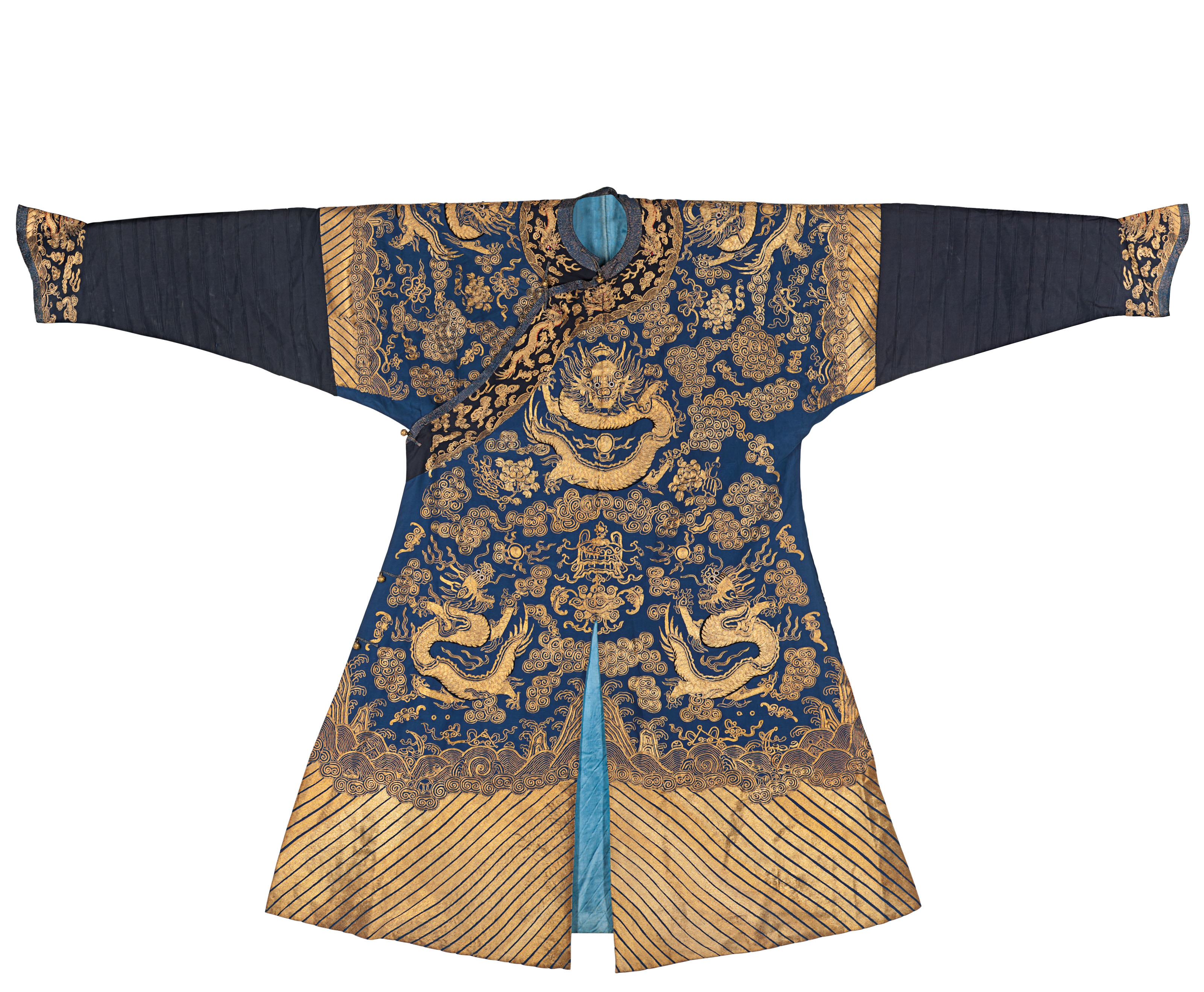 A BLUE-GROUND 'DRAGON' ROBE, JIFU