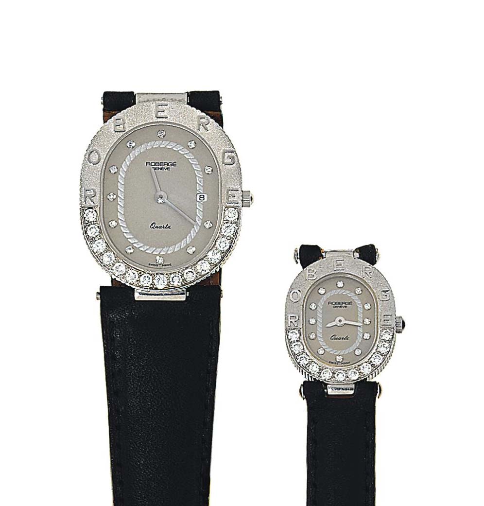 Two diamond-set quartz wristwatches, by Robergé