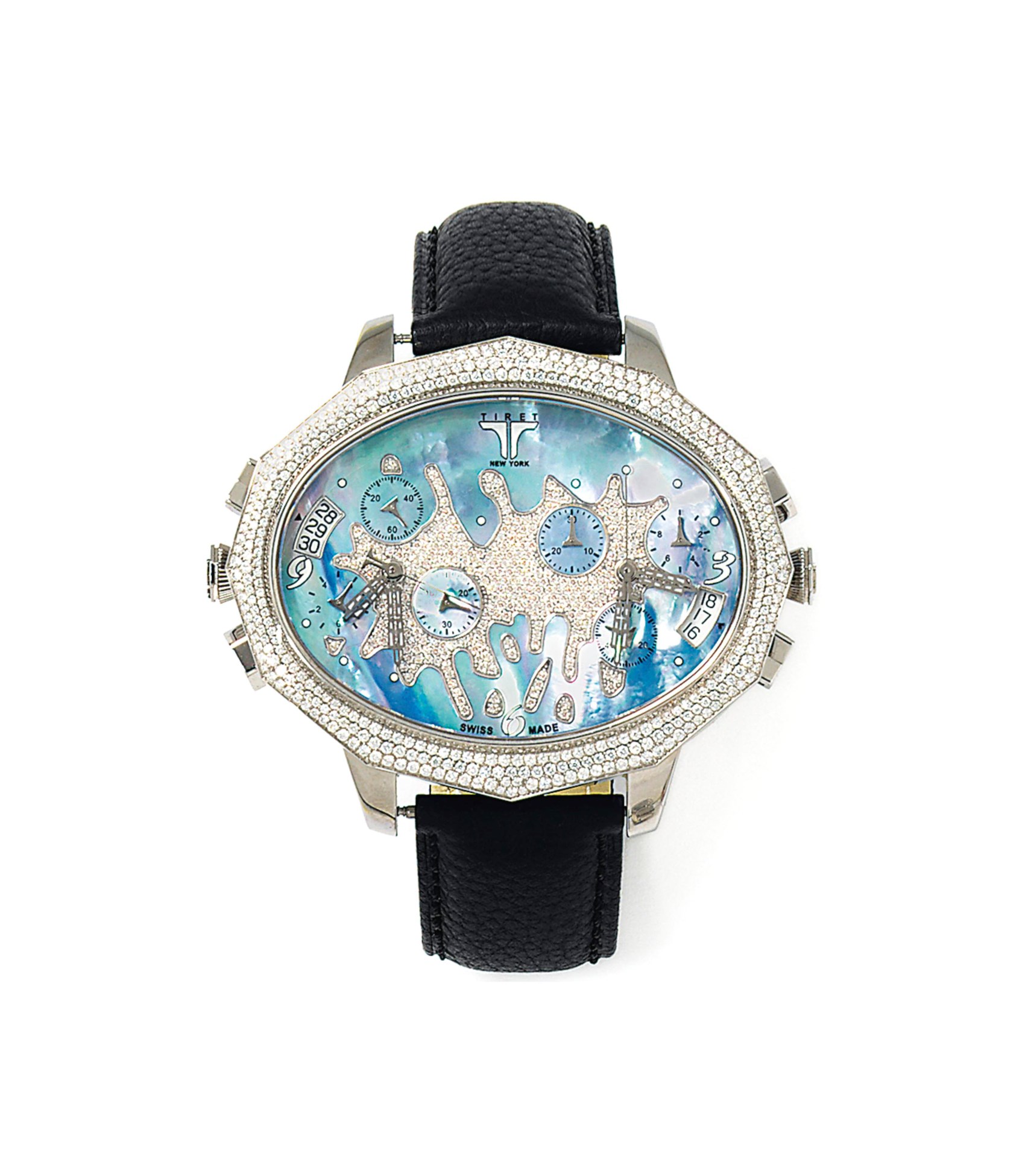 A stainless steel mother-of-pearl and diamond dual time 'Second Chance ...