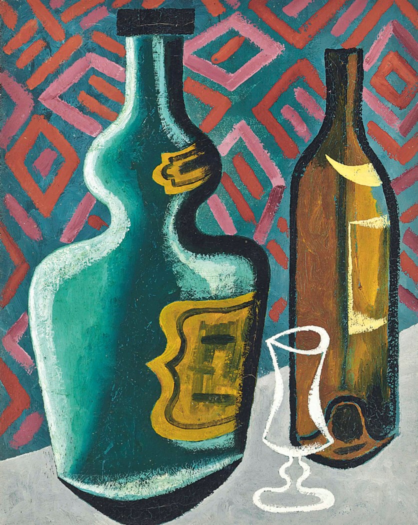 John Banting (1902-1972), Still life with bottles and glass | Christie's