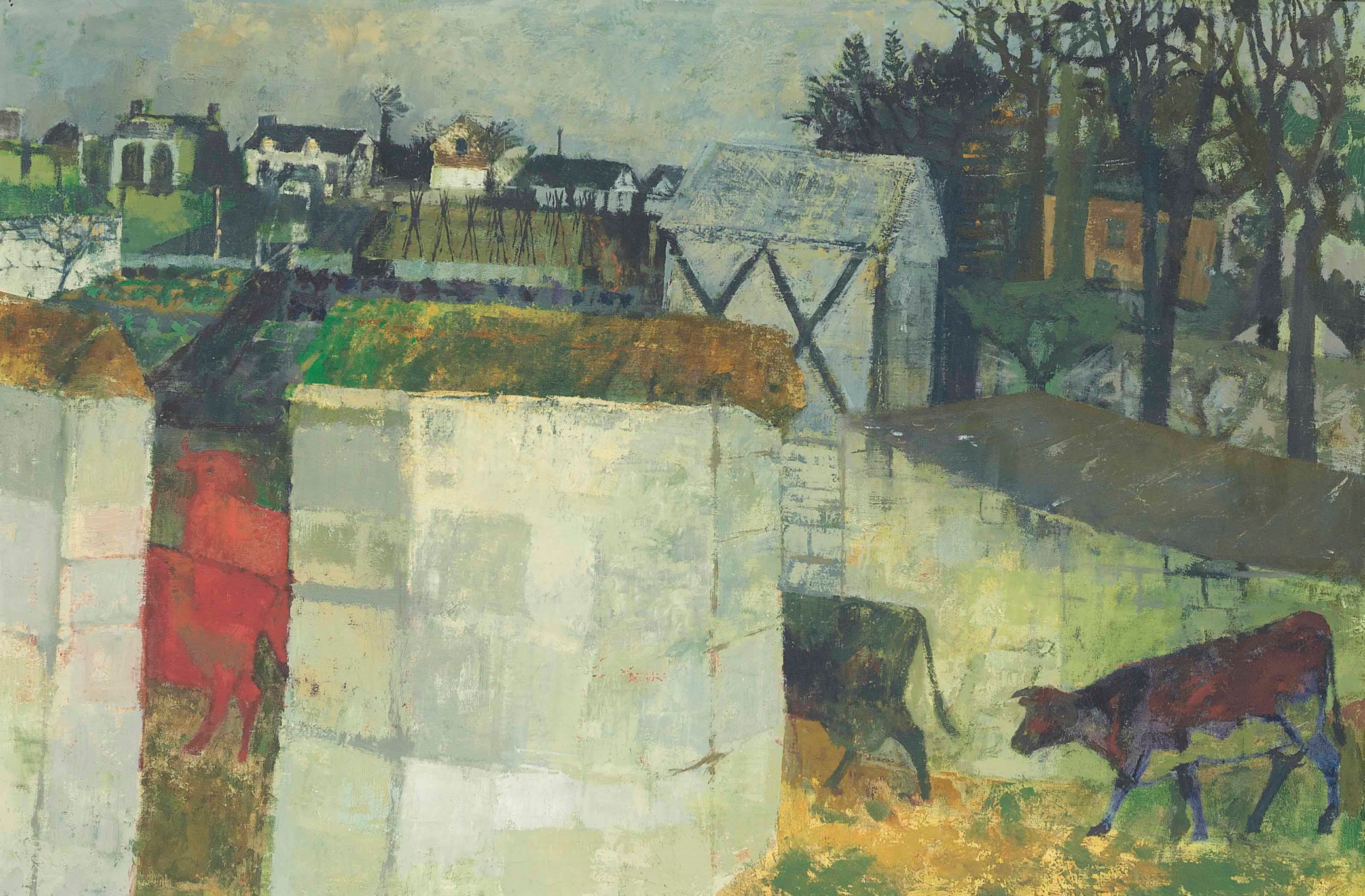 Leonard Rosoman (1913-2012), Cows passing into a yard | Christie's