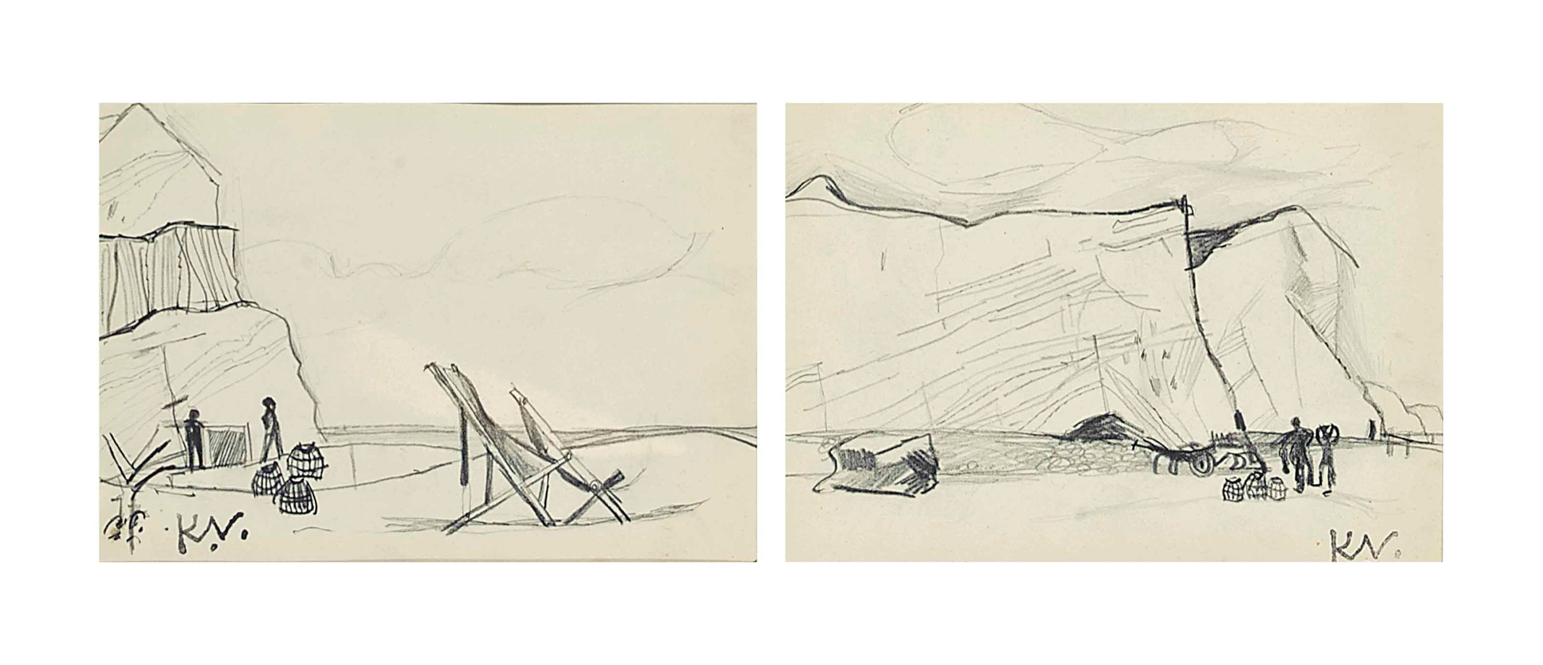 Keith Vaughan (1912-1977), Two views of Figures on a beach; and Two ...