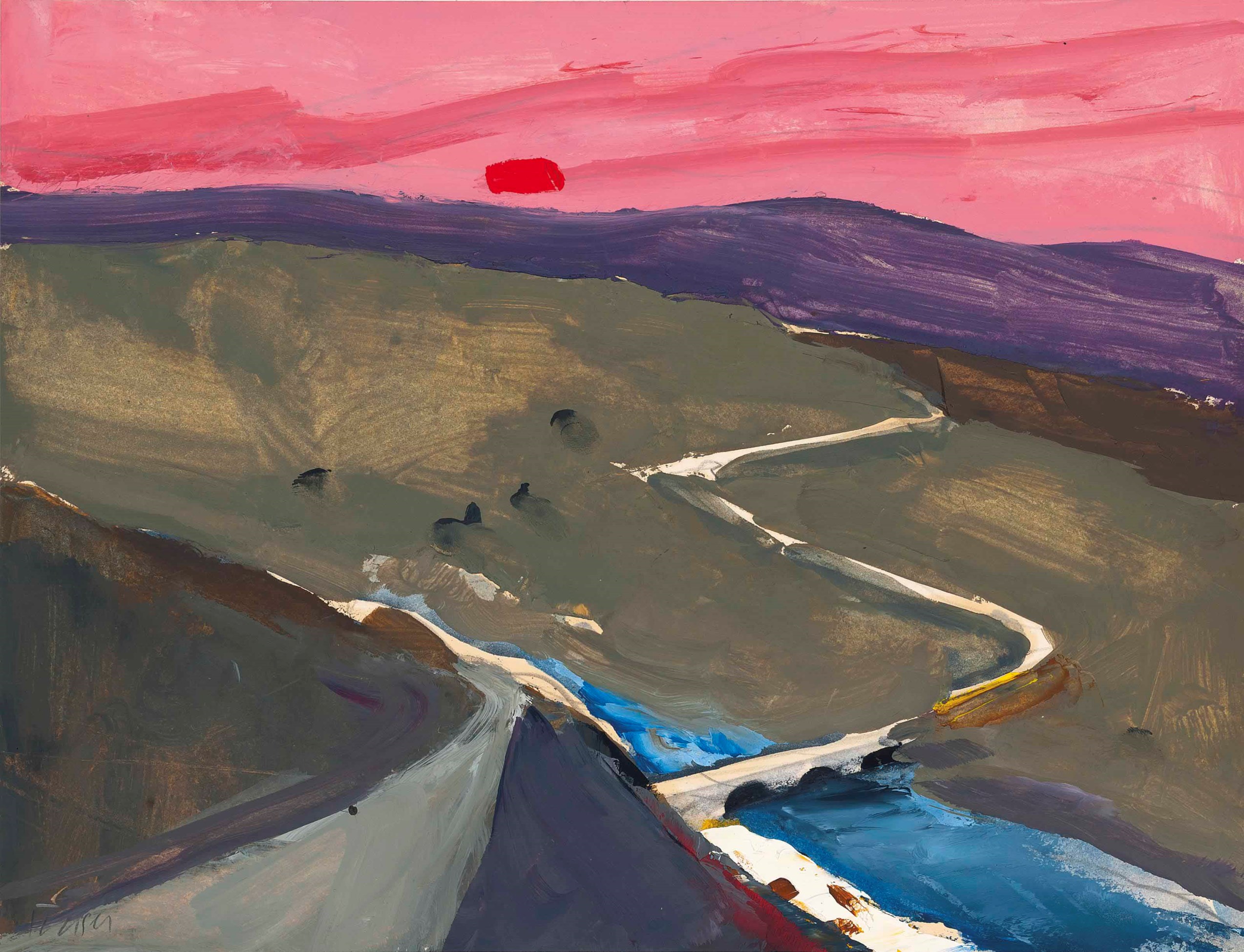 Donald Hamilton Fraser, R.A. (1929-2009), Landscape study, pink sky ...