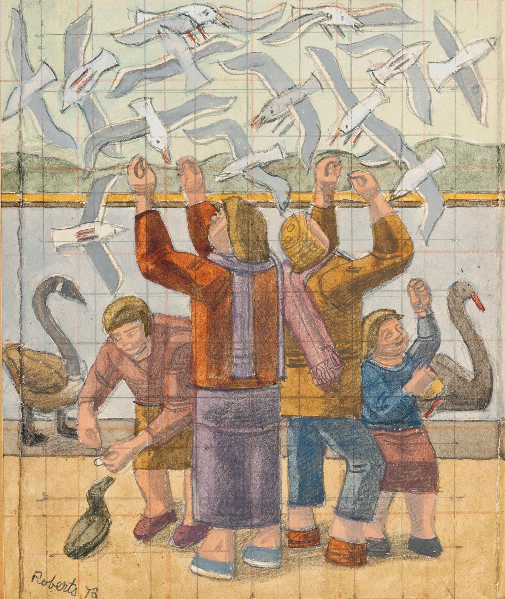 William Roberts, R.A. (1895-1980), Feeding the seagulls | Christie's