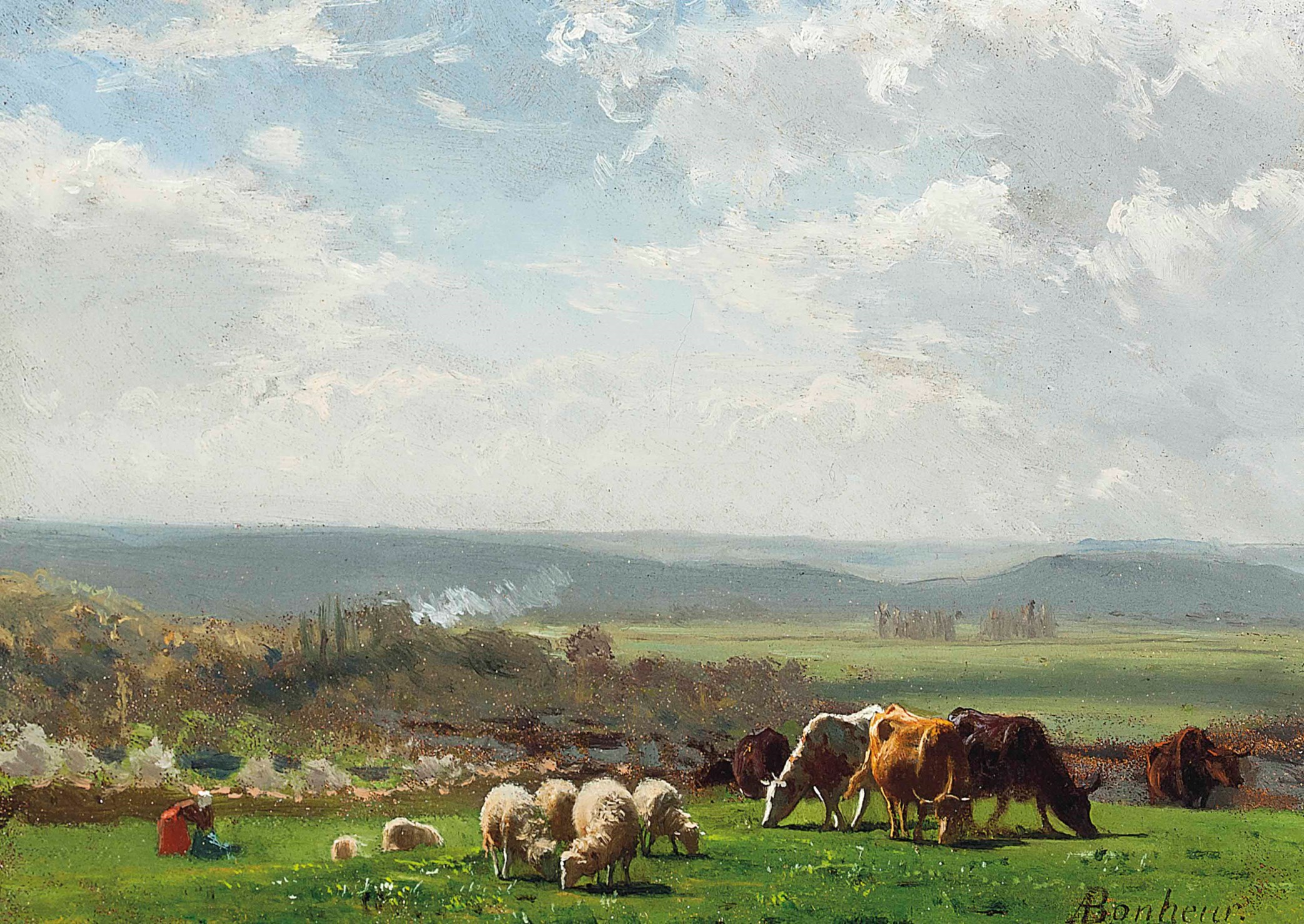 Auguste François Bonheur (French, 1824-1884), Pâturage en Auvergne ...