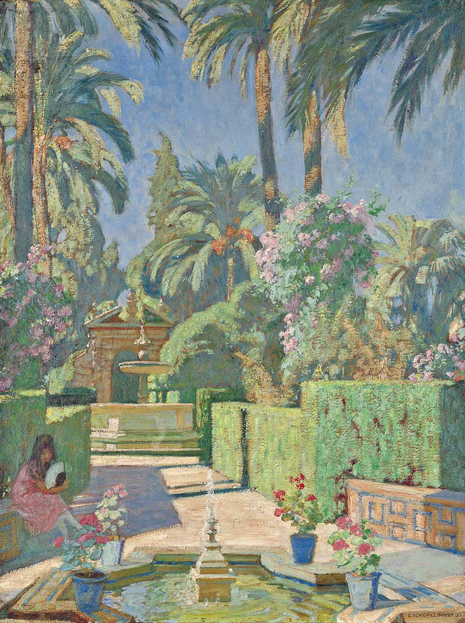 Emile-Octave-Denis-Victor Guillonnet (French, 1872-1967) , Contemplation in the garden | Christie's