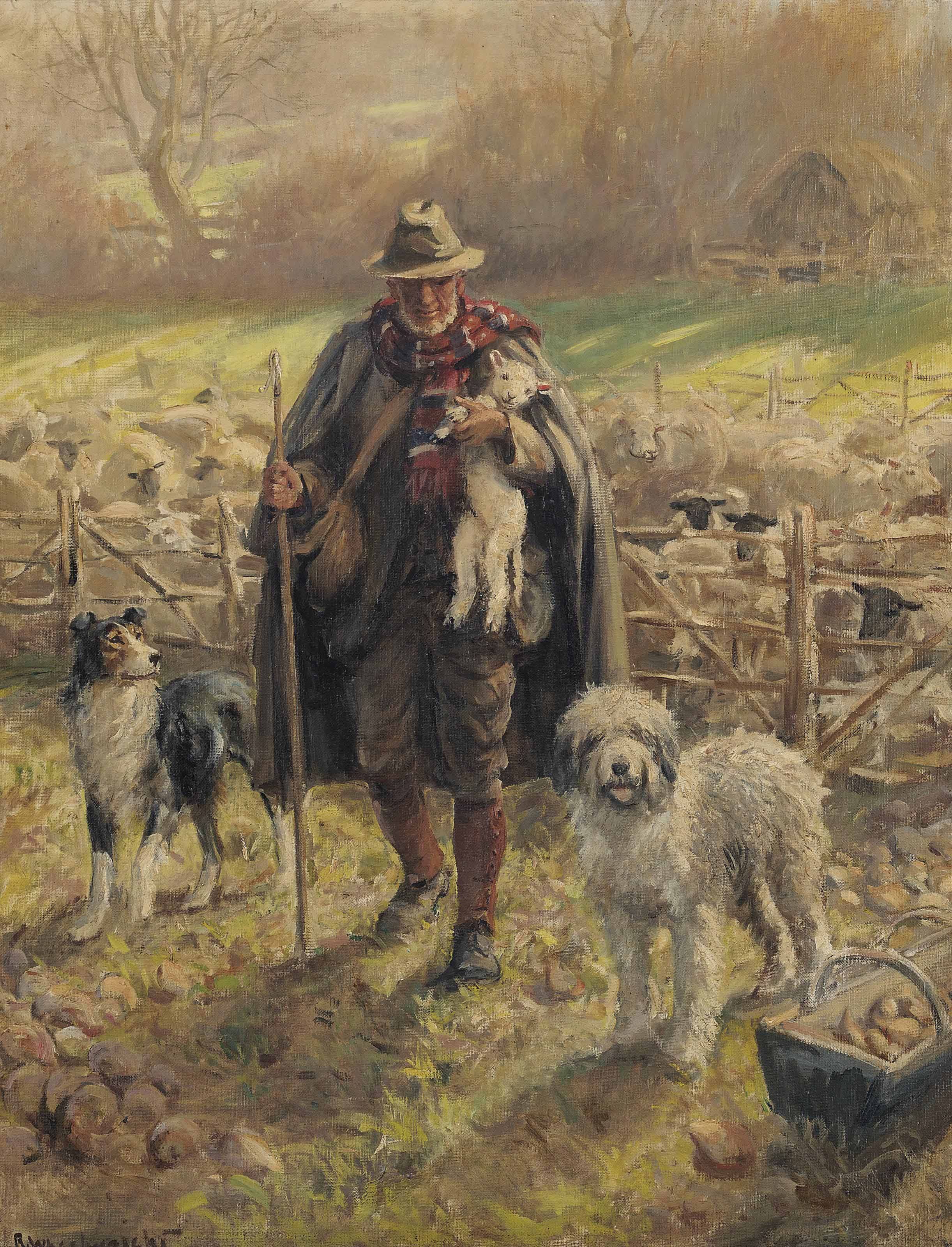 Rowland Wheelwright, R.B.A. (1870-1955) , The new lamb | Christie's